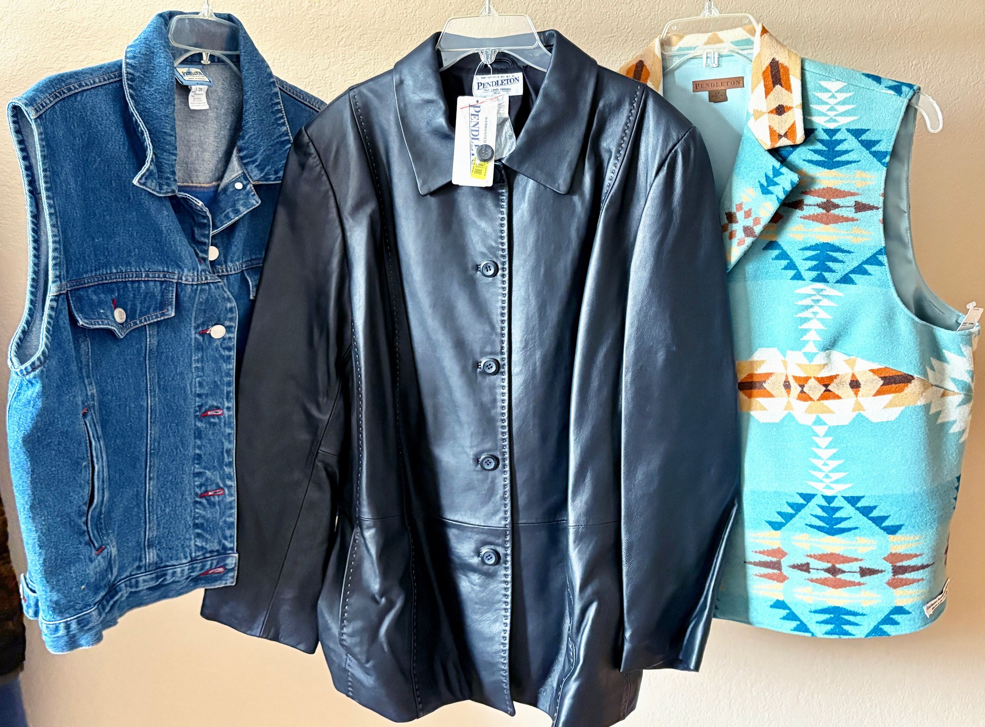 New With Tags Pendleton Leather Jacket, Wool Vest And More #34598 ...
