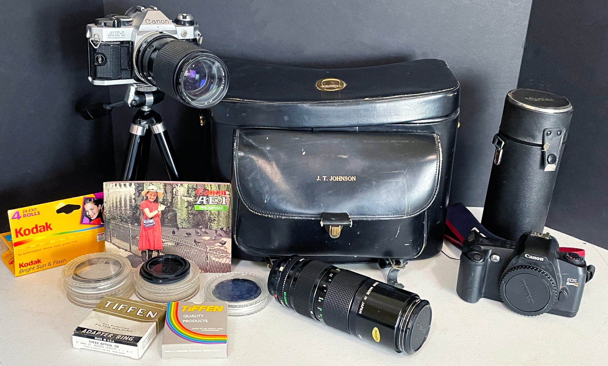 2 Canon 35mm Cameras, Lenses, Tripod & Filters - EOS Rebel G & AE1 ...
