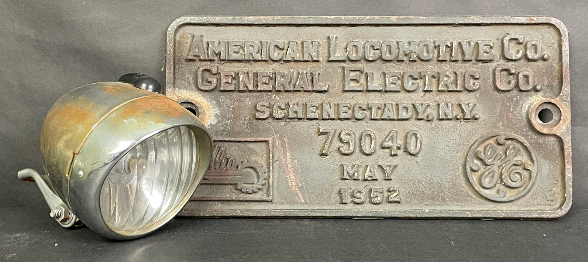 Vintage 1952 American Locomotive Co Plaque & Tear Drop Headlight #28871 ...