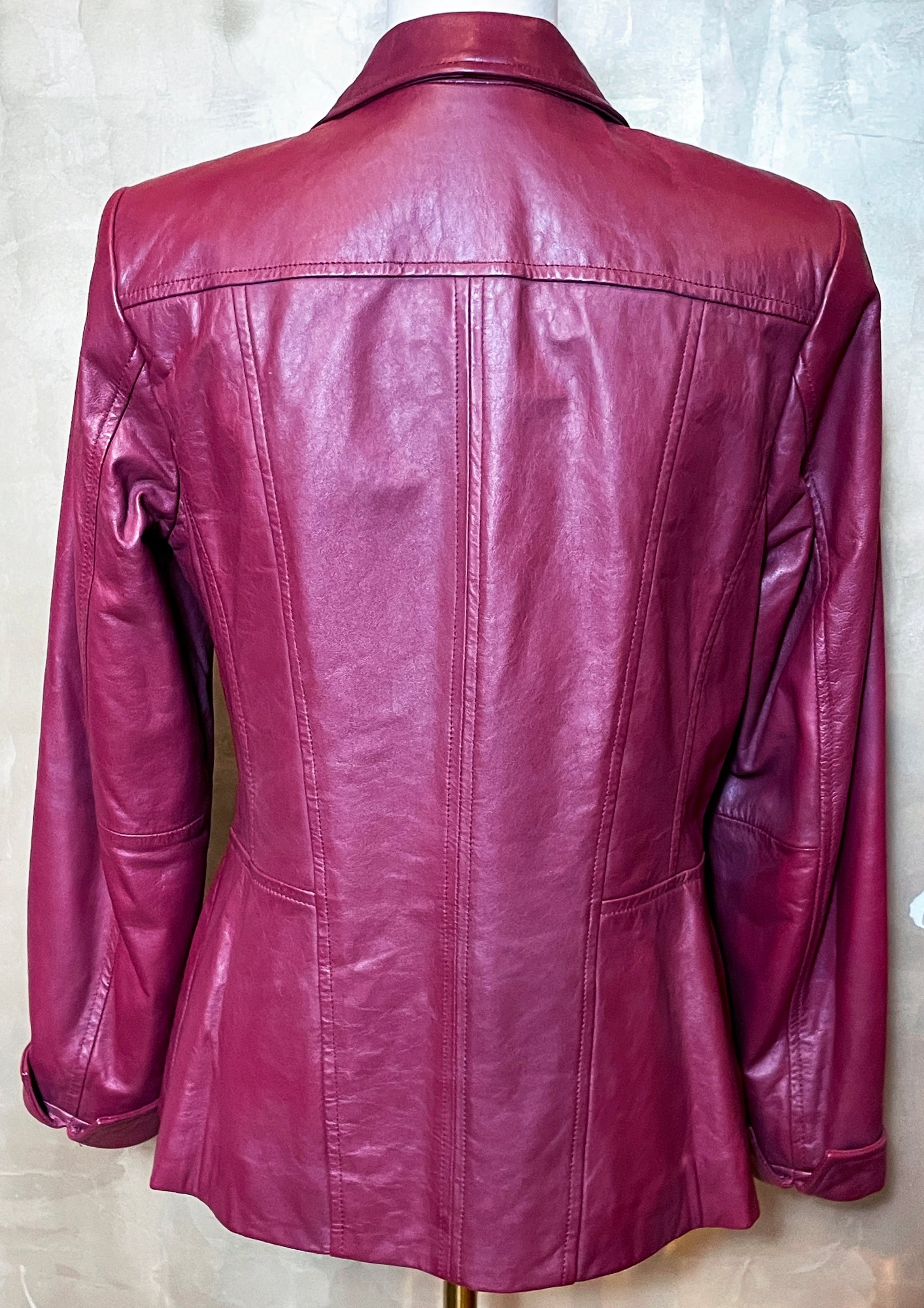 Denim & Co Double Breasted Burgundy Leather Jacket #30501 ...