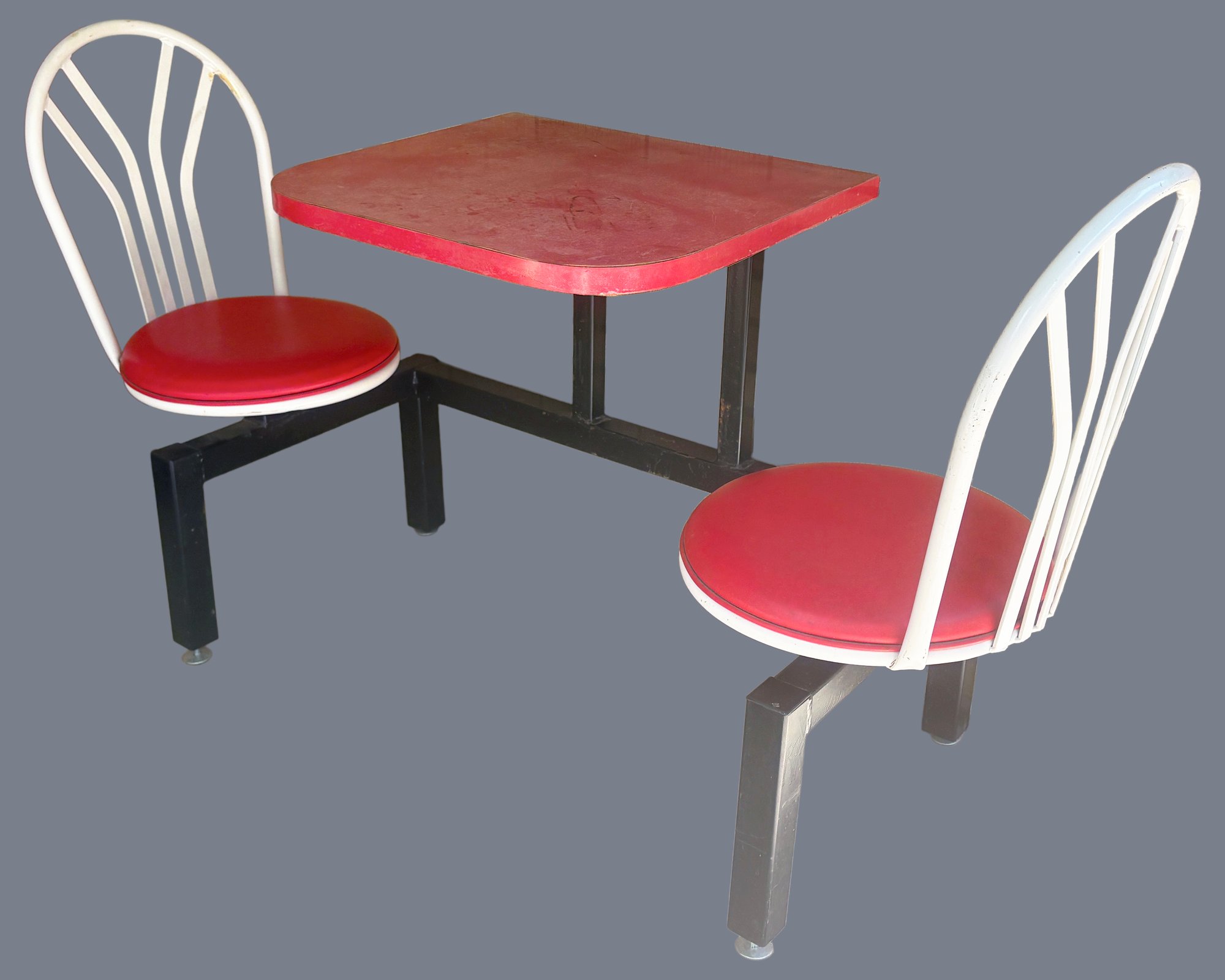 Vintage Fast Food Table With Attached Chairs #32961 | Auctionninja.com