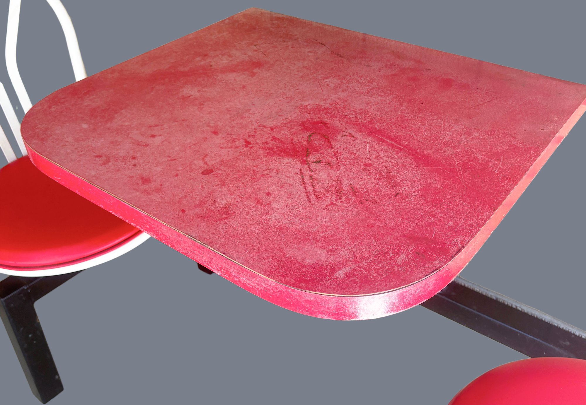 Vintage Fast Food Table With Attached Chairs #32961 | Auctionninja.com