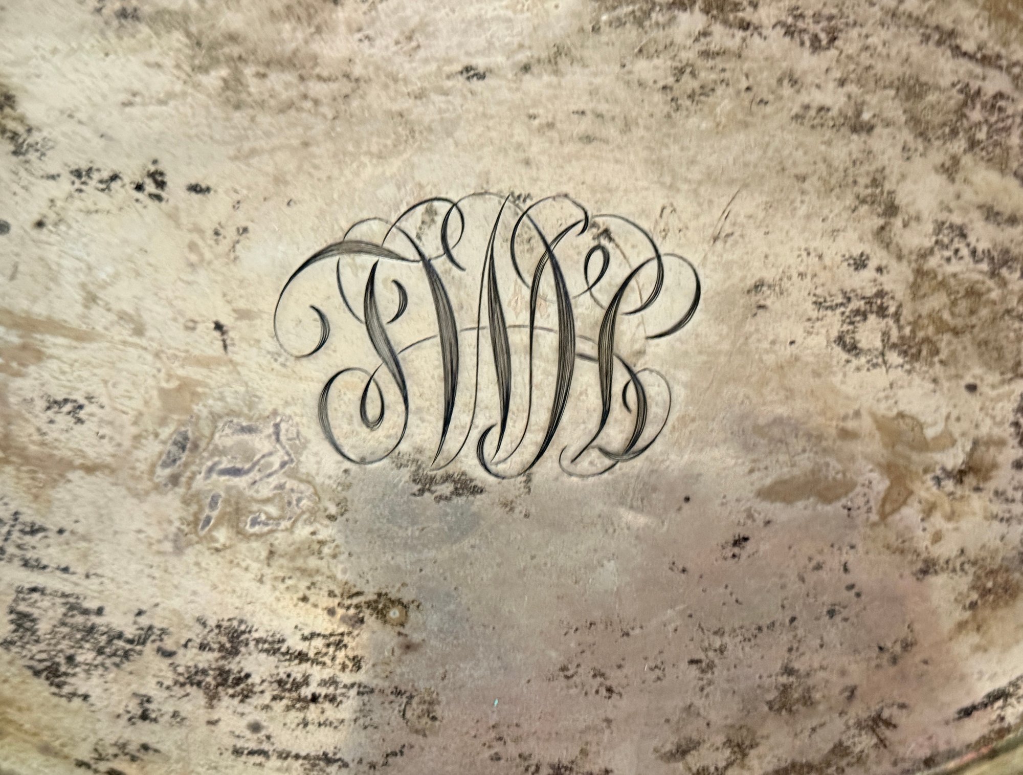 Sterling Silver Decorative Monogrammed Platter #33227 | Auctionninja.com