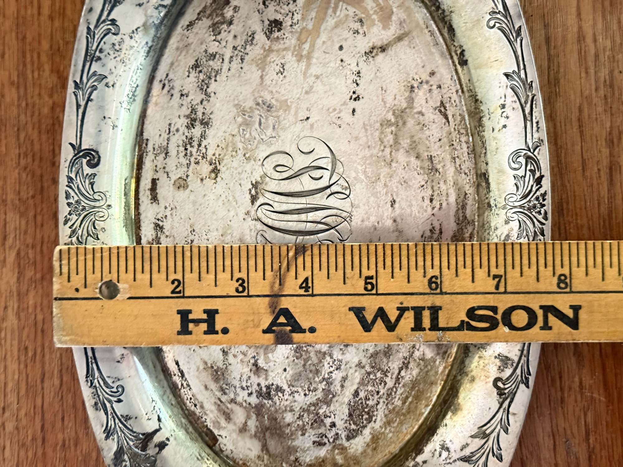 Sterling Silver Decorative Monogrammed Platter #33227 | Auctionninja.com