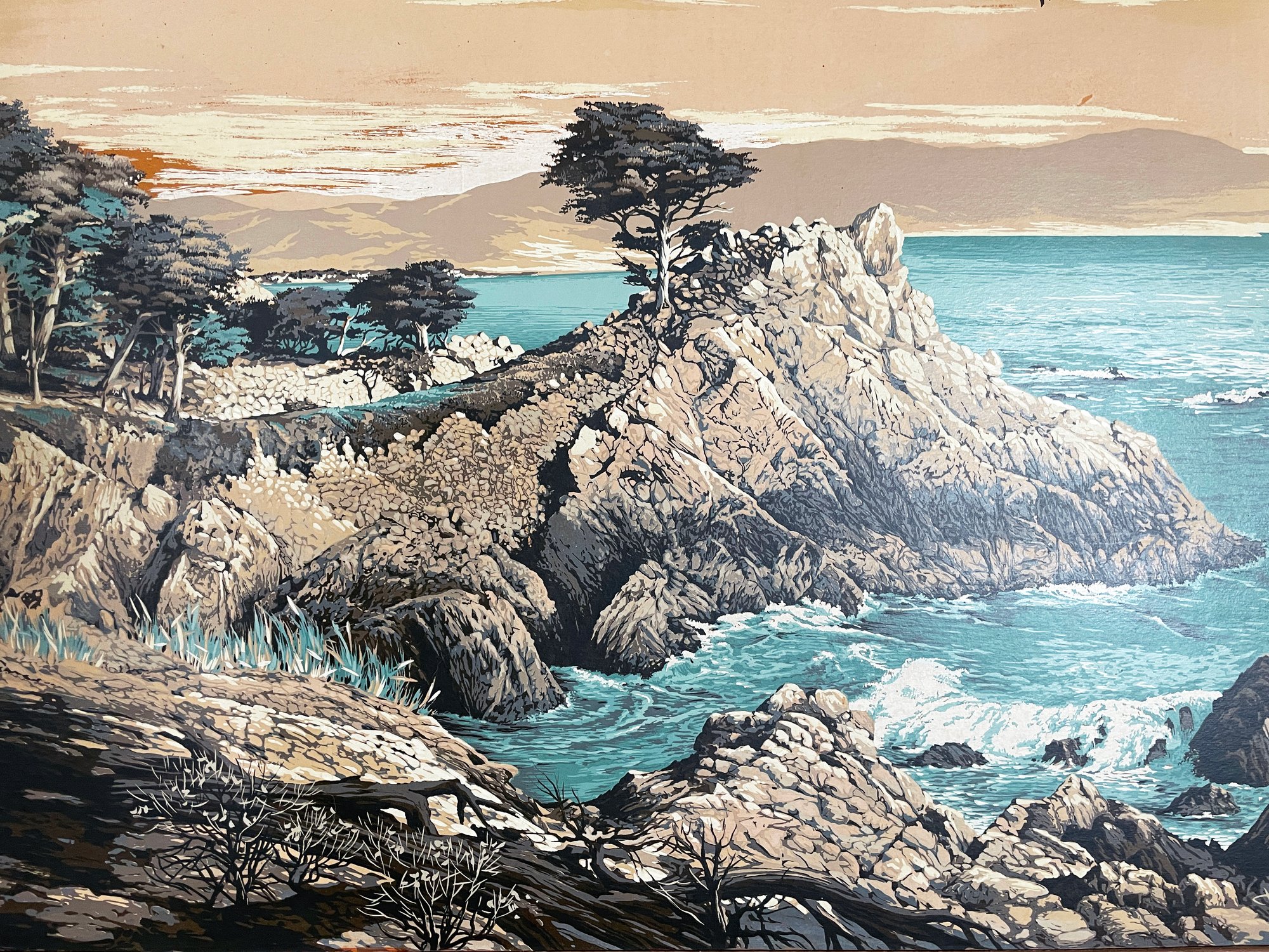 Mid Century James Bunnell Econolite Silk Screen California Coast ...