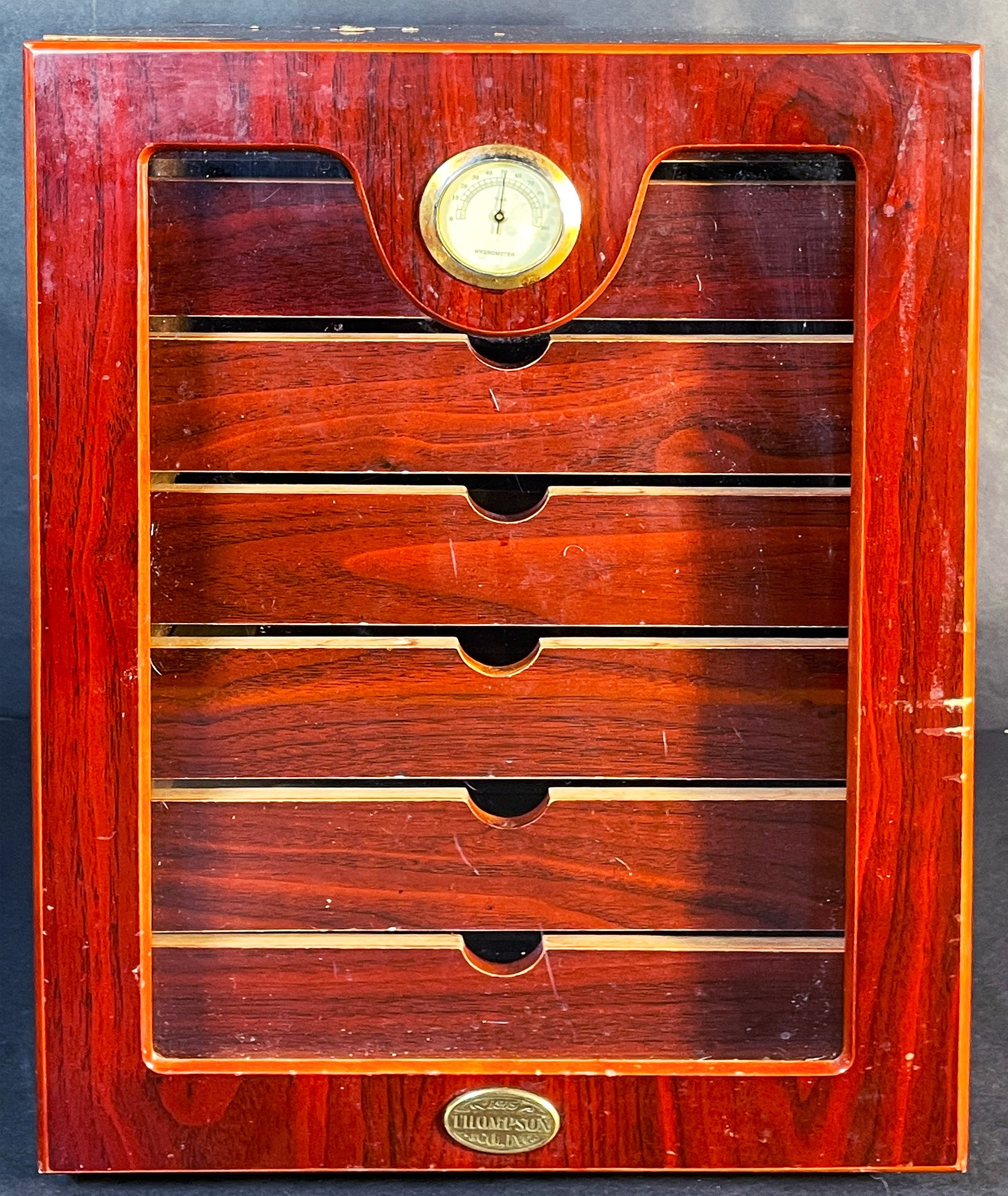 Large Vintage Thompson Co. Cigar Humidor, Likely Cherrywood #29225 ...