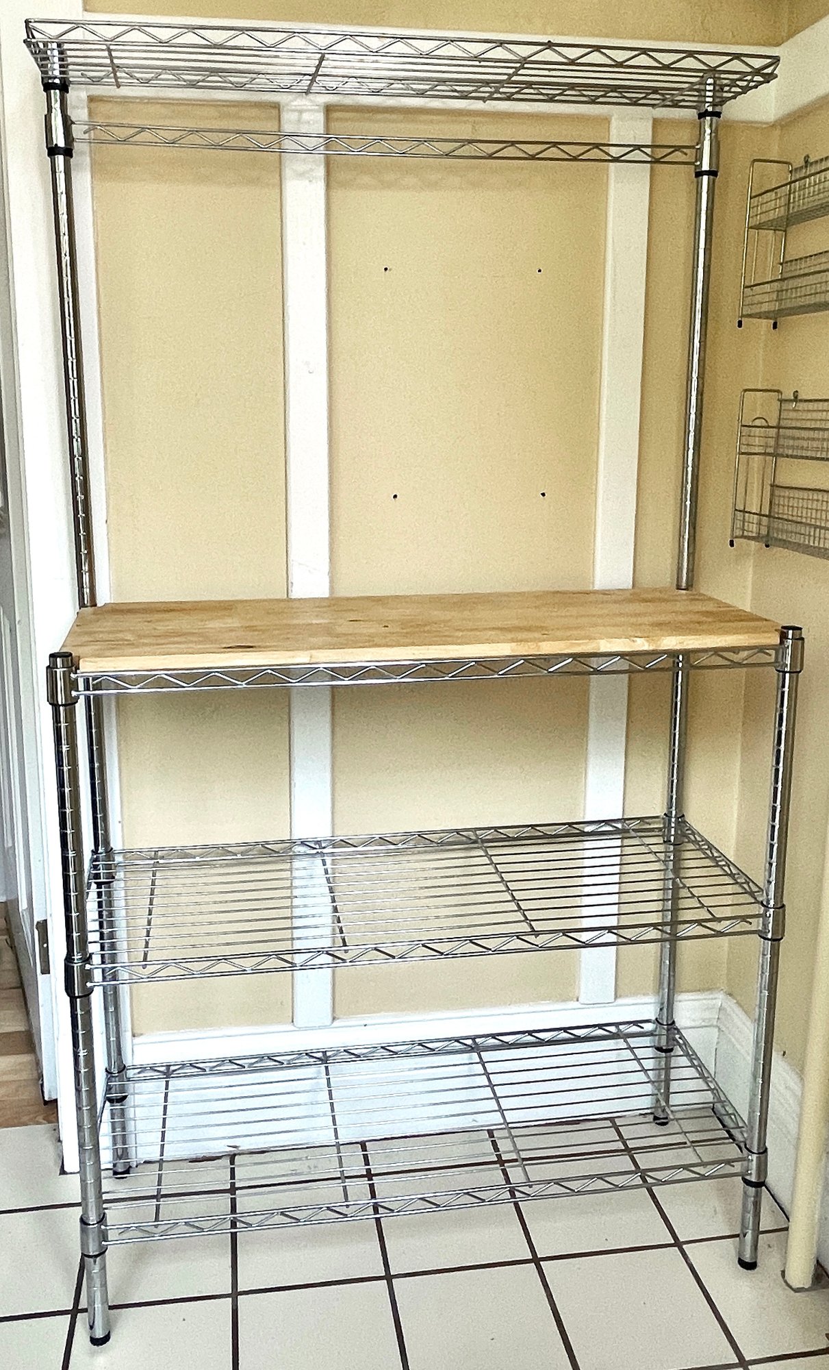 Chrome & Butcher Block Baker's Rack #27666 | Auctionninja.com