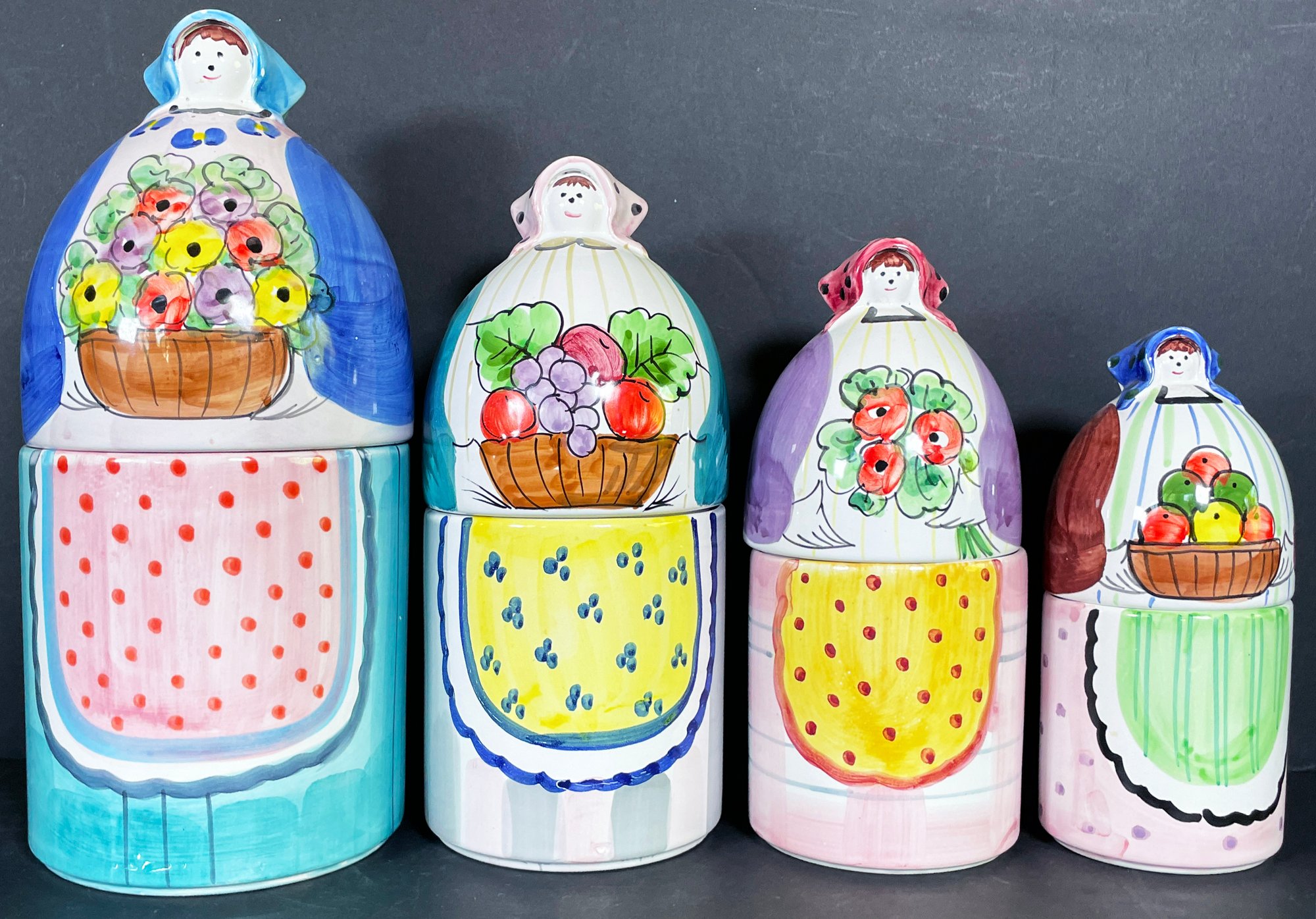 4 Horchow Italian Kitchen Canisters #26151 | Auctionninja.com