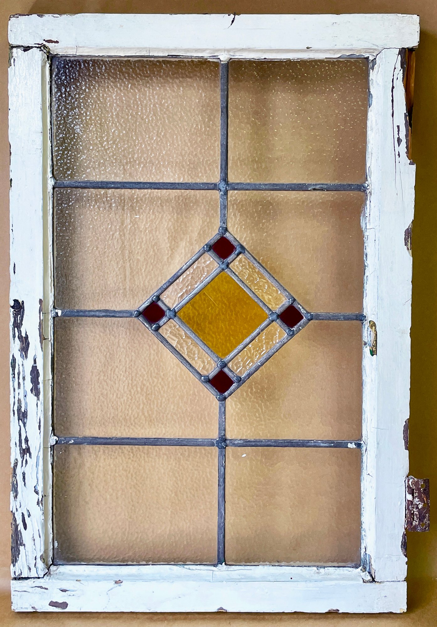 Antique English Stained Glass Diamond Window In Original Frame #22519 ...