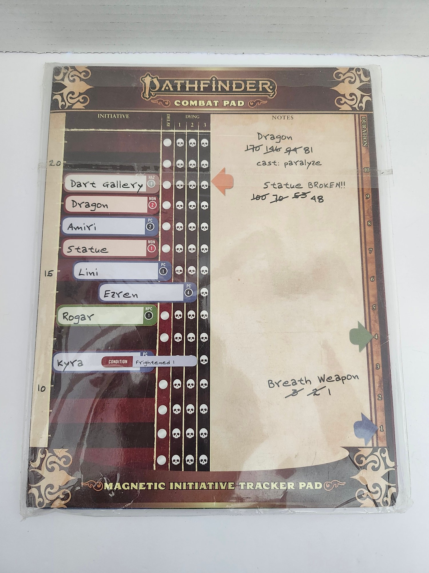 Pathfinder Combat Pad 2nd Edition Magnetic Initiative Tracker With ...