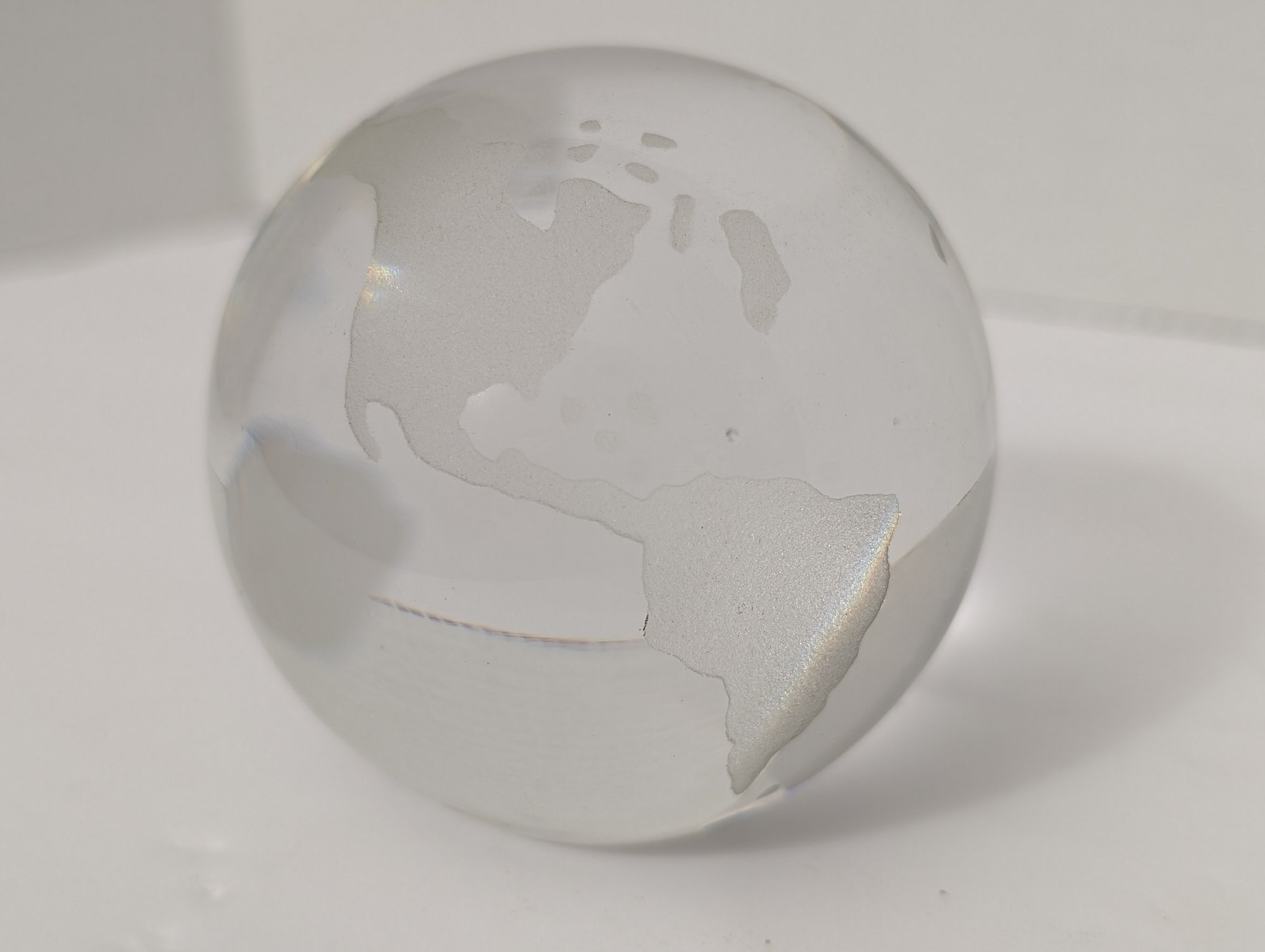 Frosted Etched Glass Globe Paperweight World Map Sphere Desk Decor ...