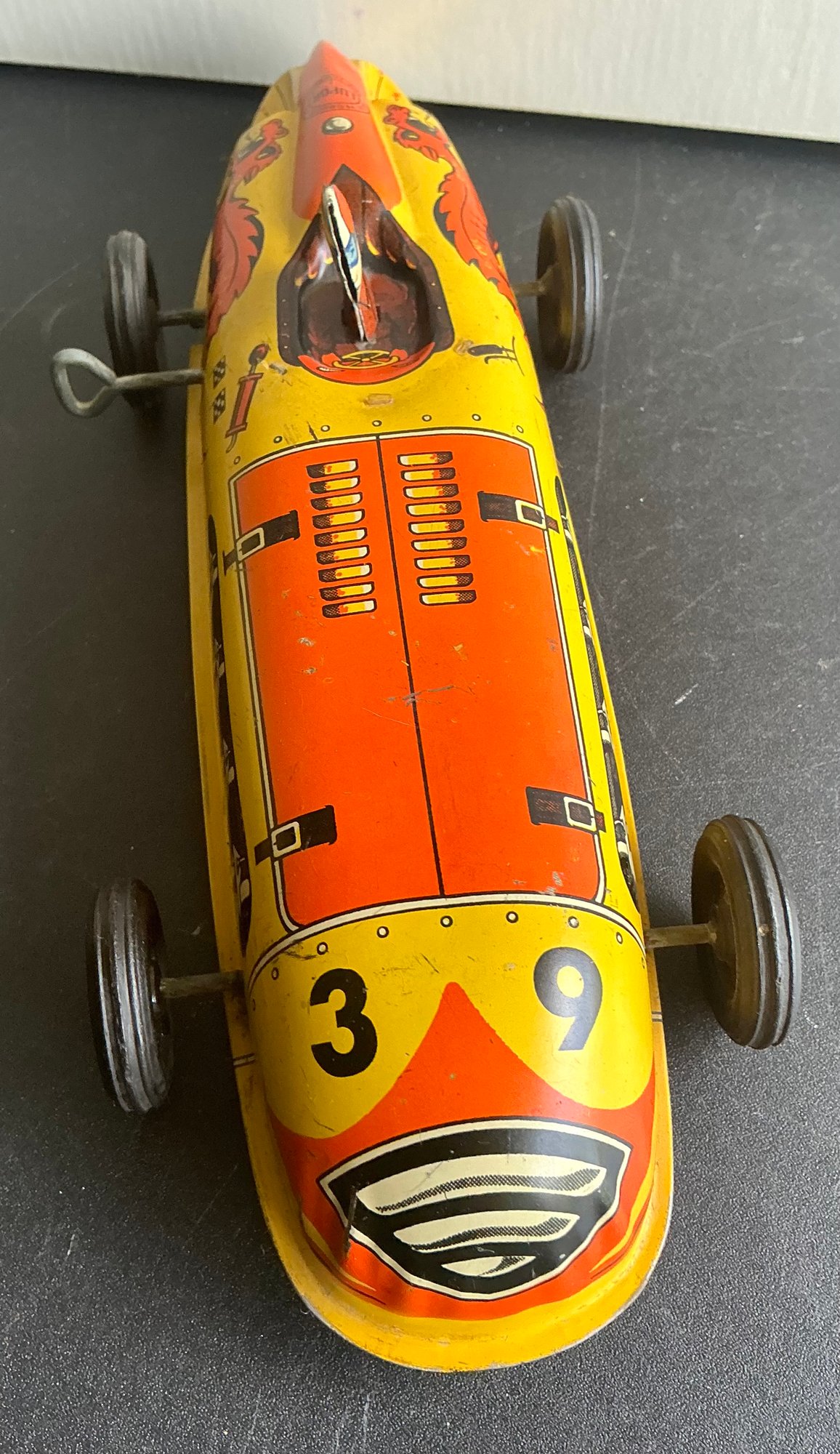 LUPOR TIN LITHO WIND UP RACE CAR WITH DRAGON- WE CAN SHIP! #2712 ...