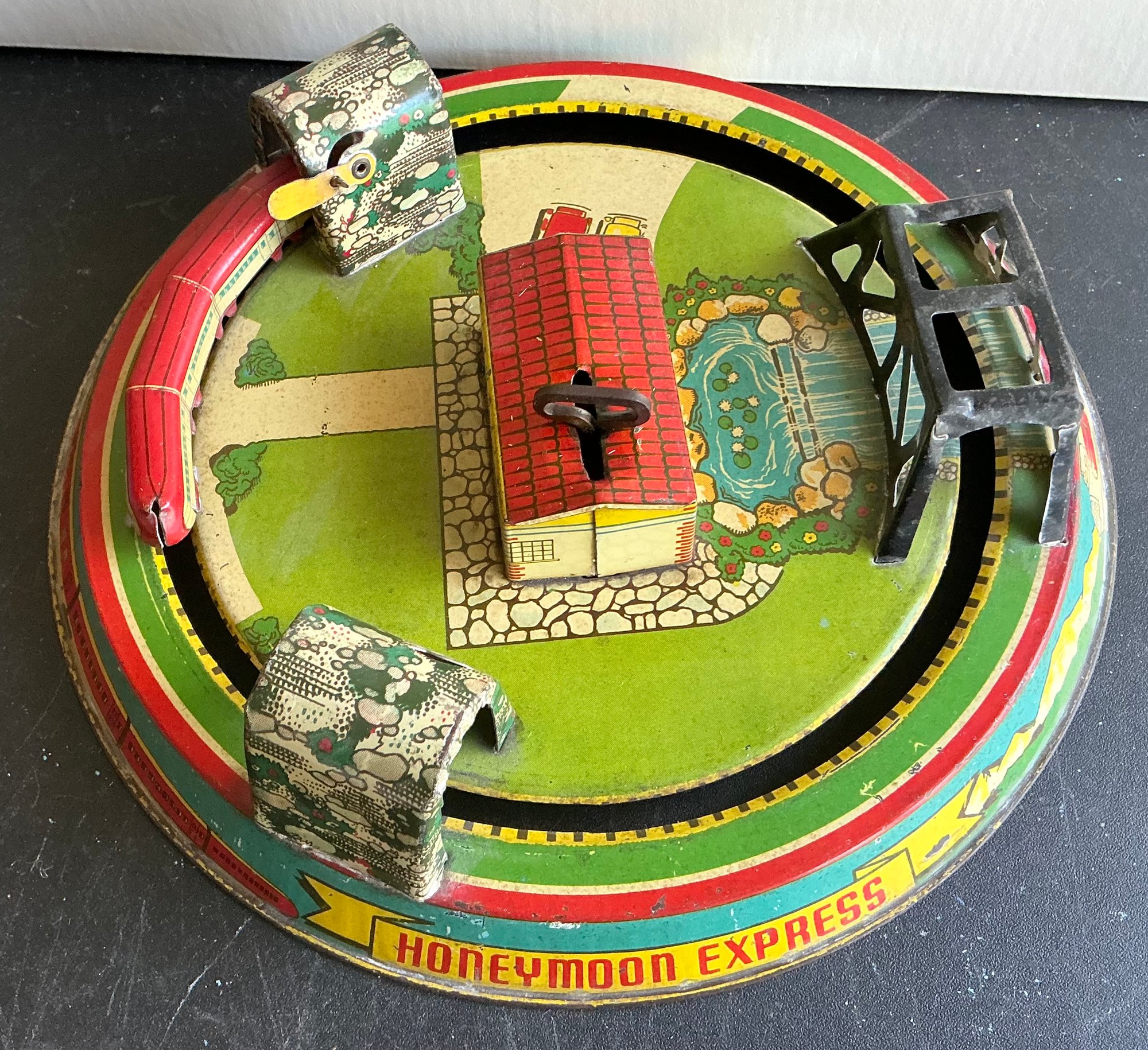 ANTIQUE 1930'S MARX TOYS TIN WIND-UP "HONEYMOON EXPRESS" ORIGINAL WORKS ...