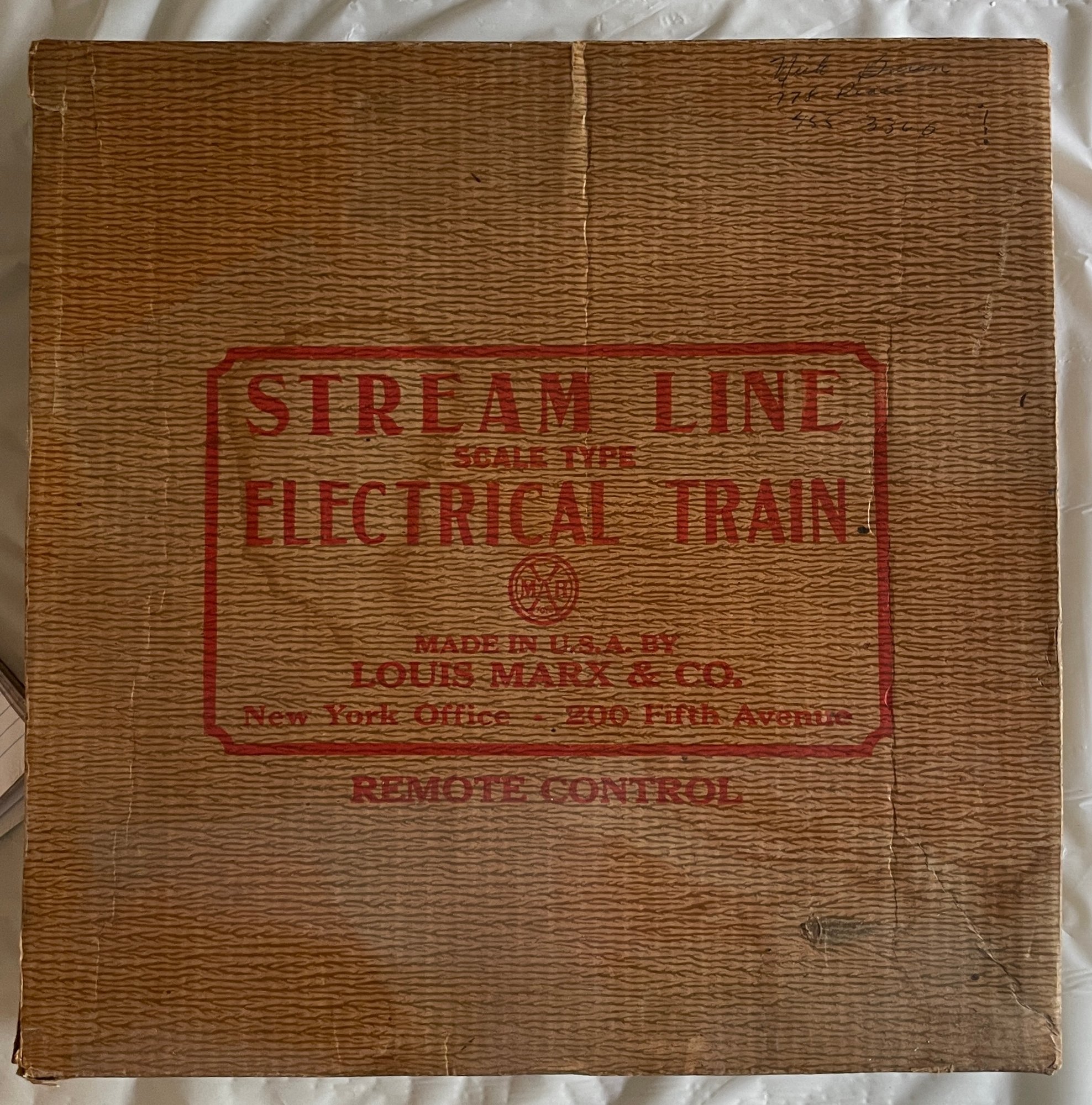 MARX STREAM LINE BOX WITH SIGNS, TRACK, TRANSFORMER, SEE PICS FOR ...