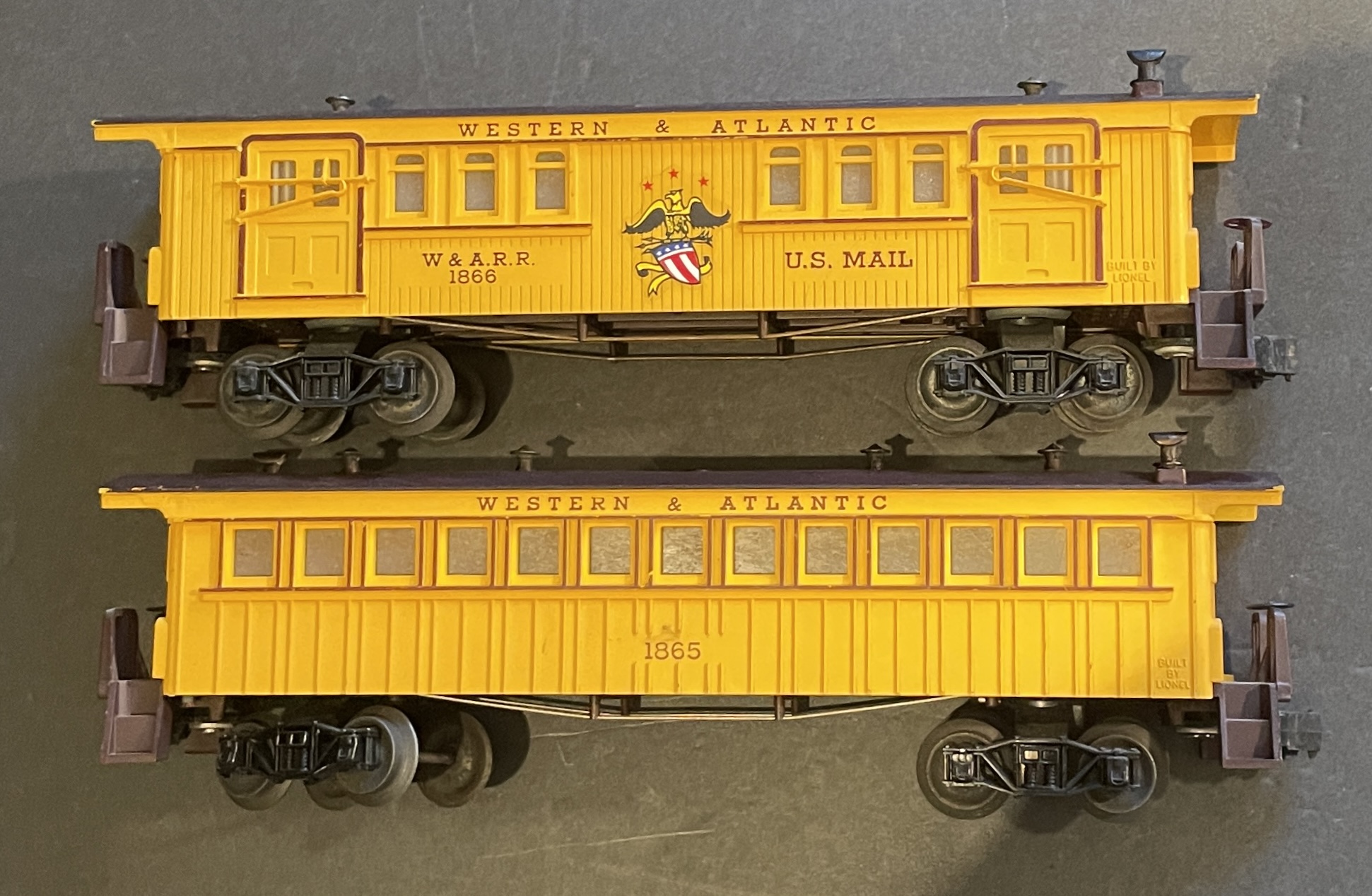LIONEL WESTERN & ATLANTIC RR 1865, 1866 PASSENGER AND BAGGAGE CARS - WE ...