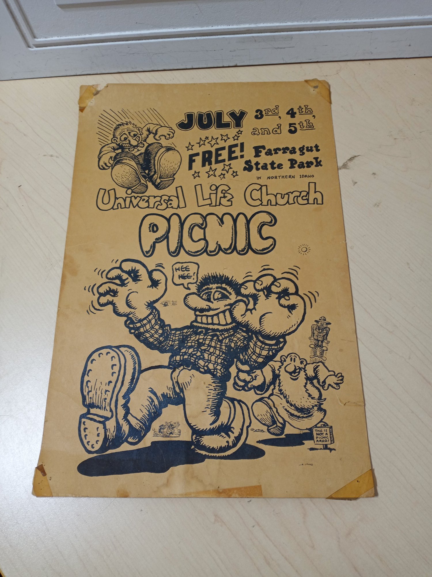 A 17" X 12" Universal Life Church Picnic Poster From 1971 With R Crumbe ...
