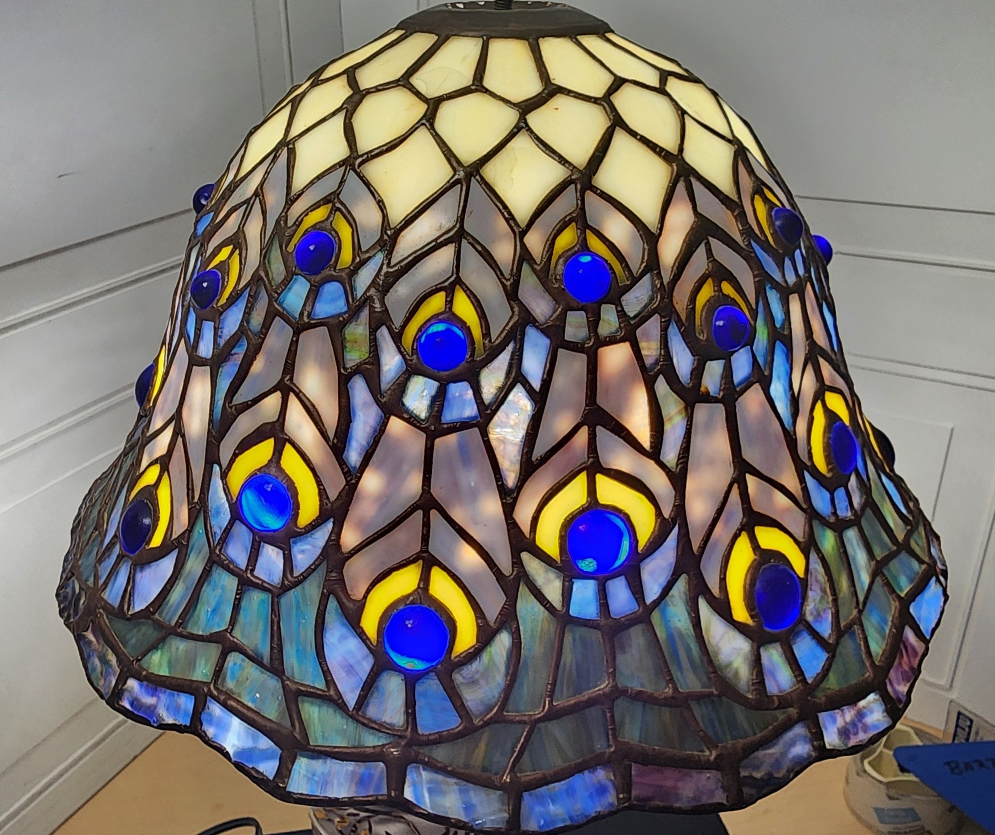 Stained Glass Lamp Shade. Nice Vintage Hand Made Stained Glass Shade ...