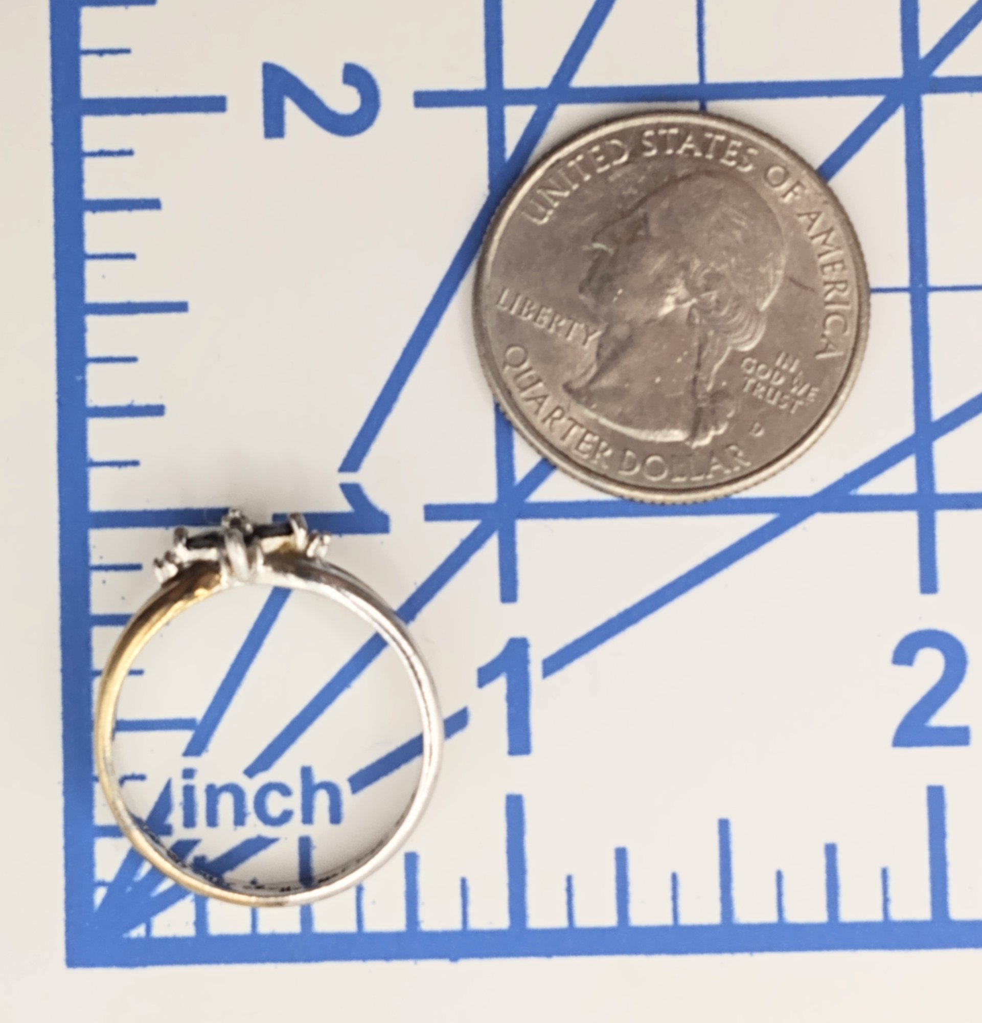 BGE Sterling Silver Ring Blue Stone Cross Sz 8 2.5 G #83875 ...