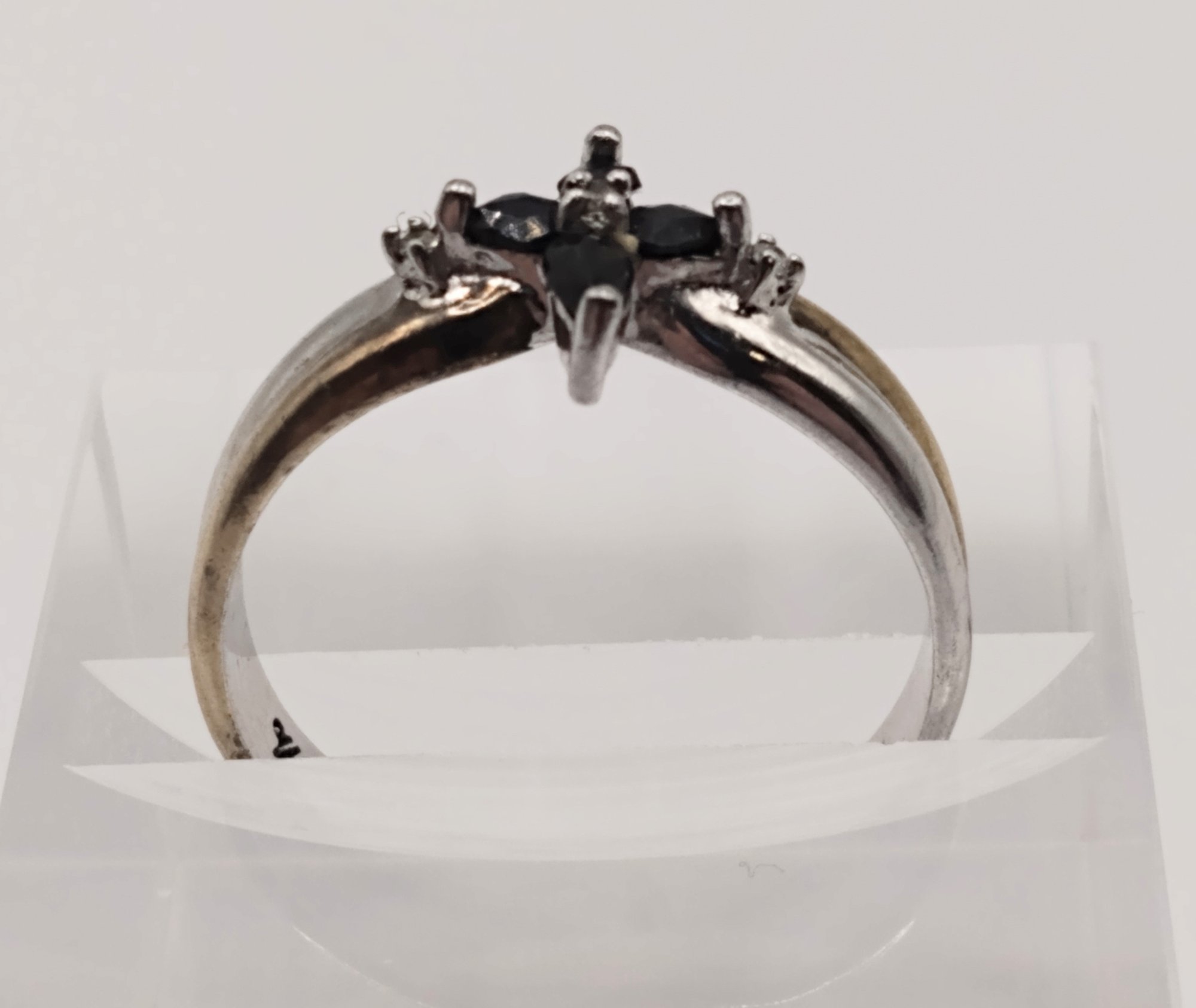 BGE Sterling Silver Ring Blue Stone Cross Sz 8 2.5 G #83875 ...