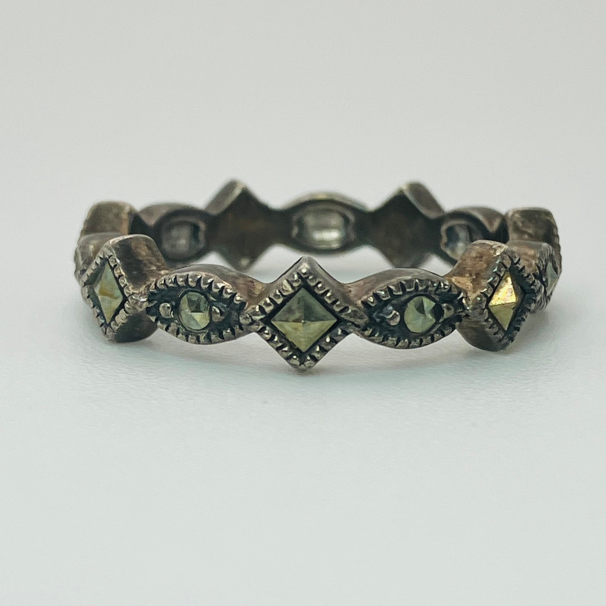 JUDITH JACK, MARCASITE, Sterling Eternity Band Ring, Size 7, 3.43 G ...
