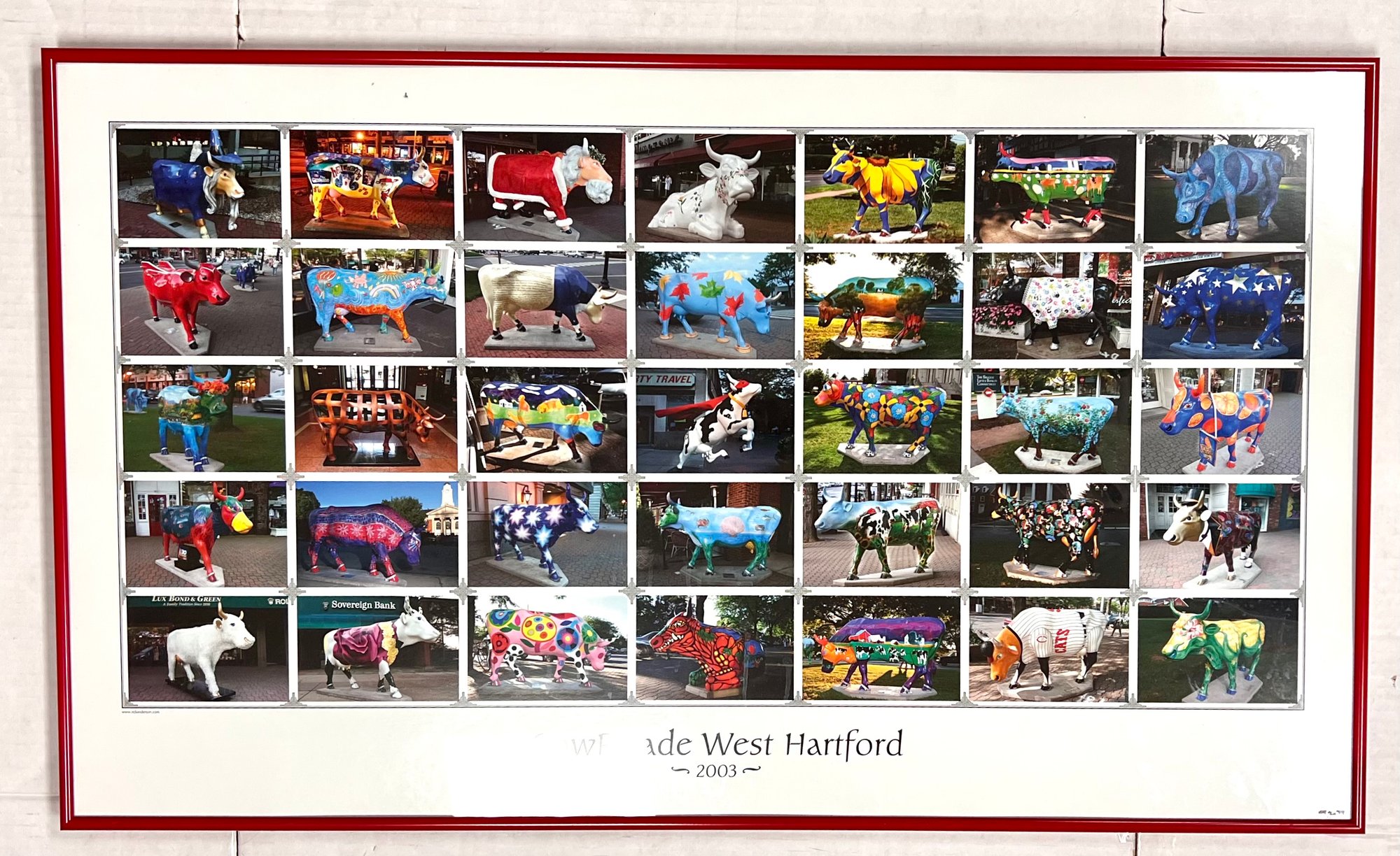 West Hartford Cow Parade Print In Red Frame #4838 | Auctionninja.com
