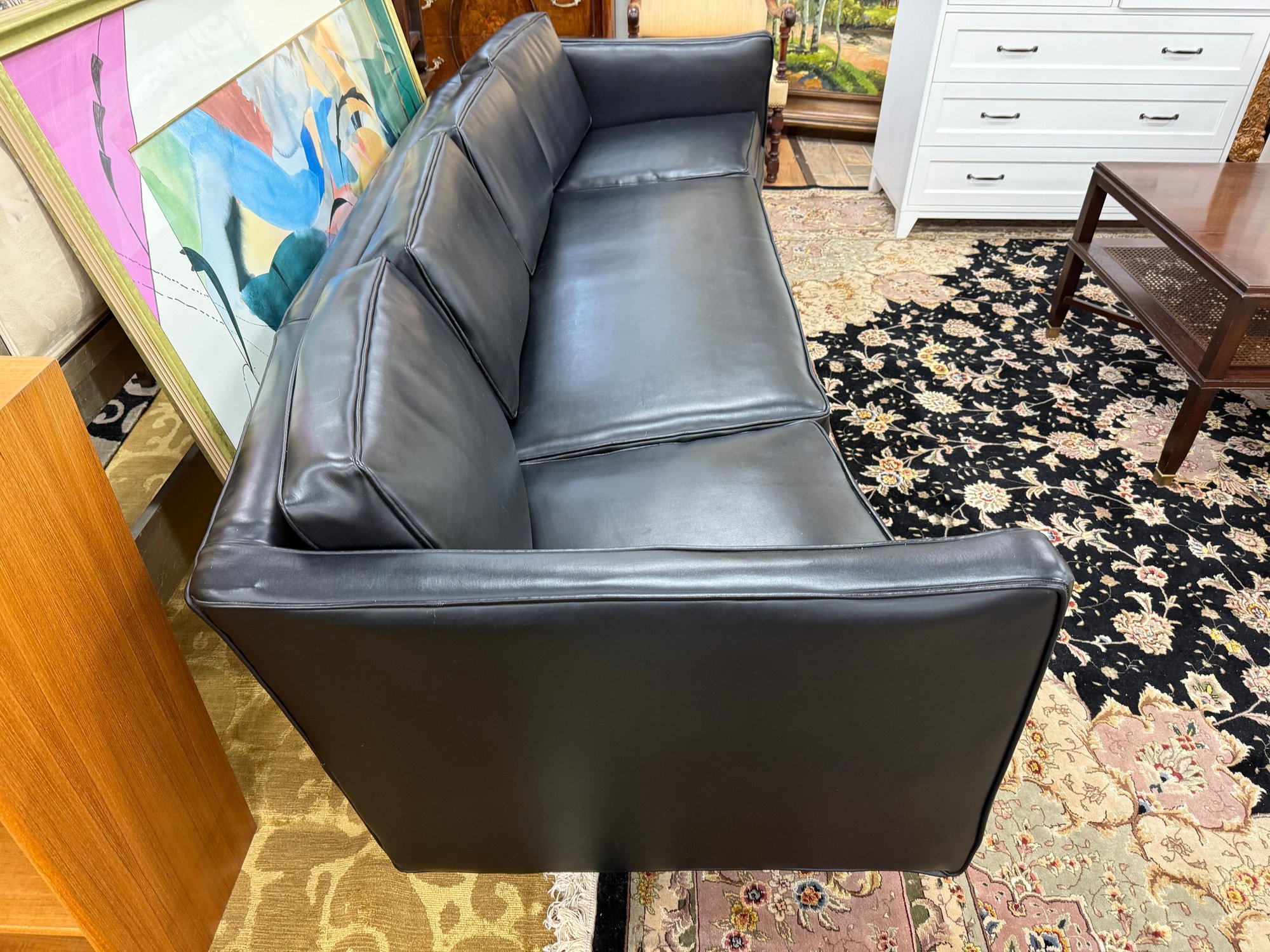 Magnificent Mid Century Modern Harvey Probber Black Naugahyde Curved ...