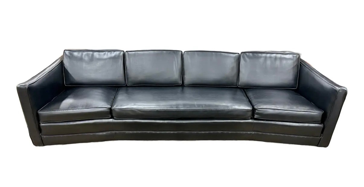 Magnificent Mid Century Modern Harvey Probber Black Naugahyde Curved ...