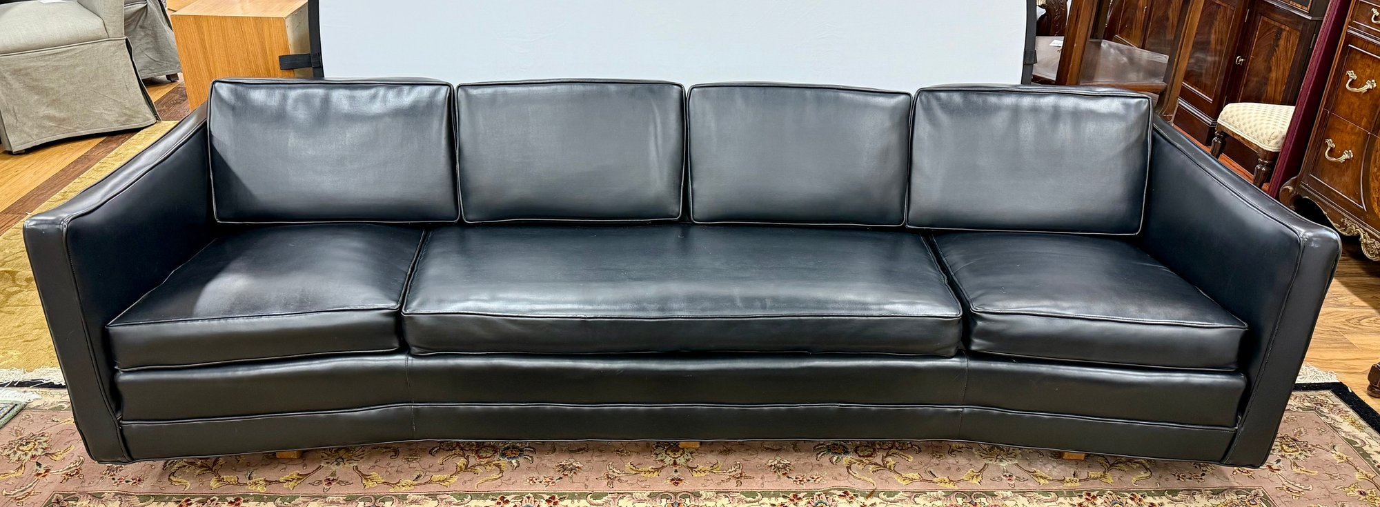 Magnificent Mid Century Modern Harvey Probber Black Naugahyde Curved ...
