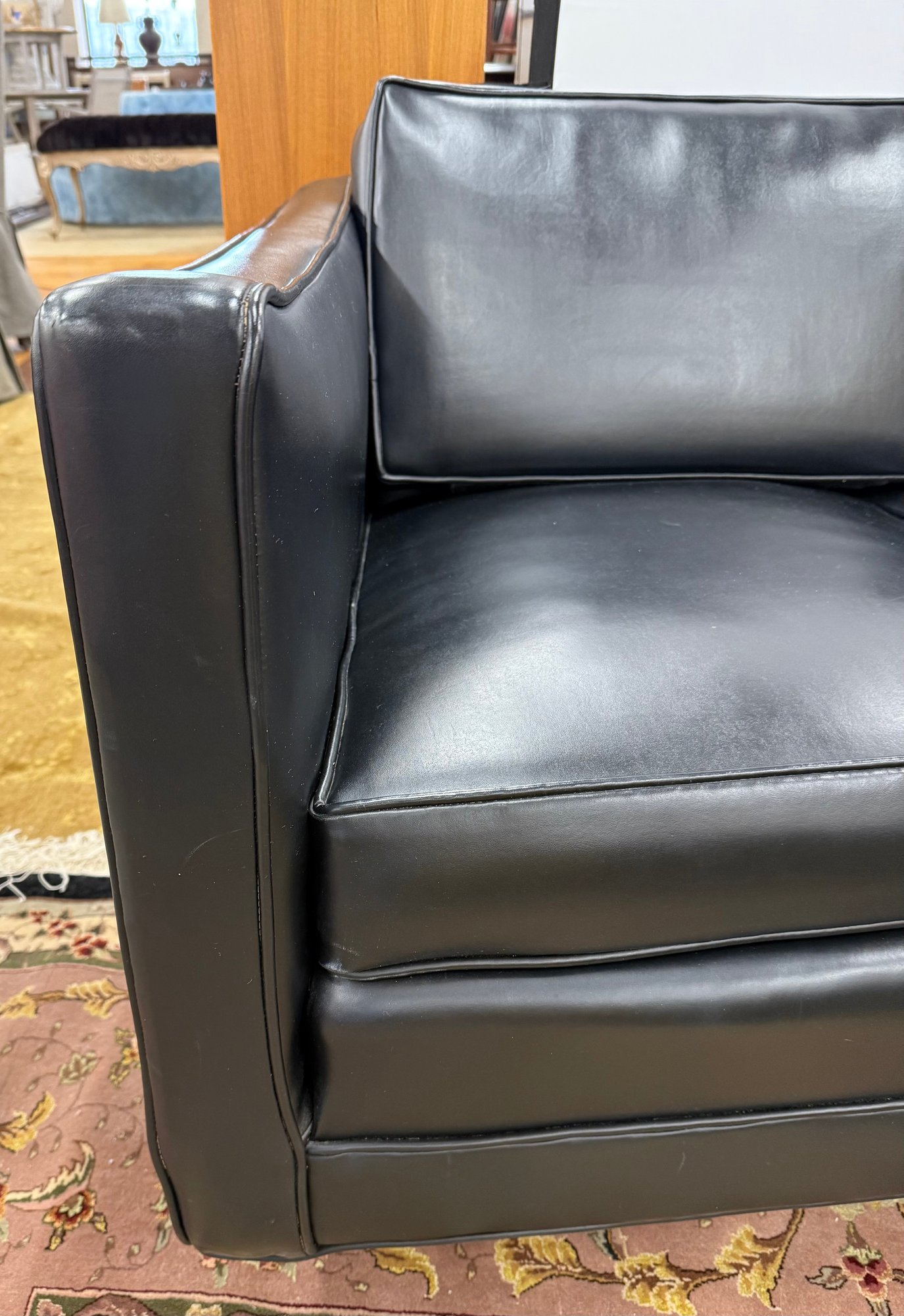 Magnificent Mid Century Modern Harvey Probber Black Naugahyde Curved ...