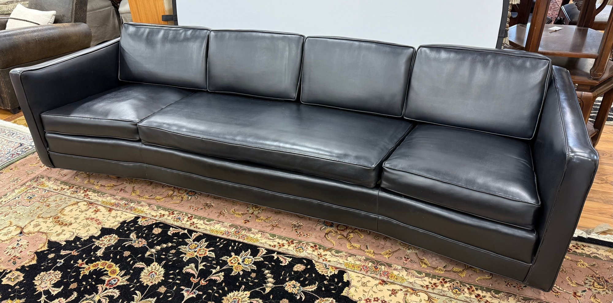 Magnificent Mid Century Modern Harvey Probber Black Naugahyde Curved ...