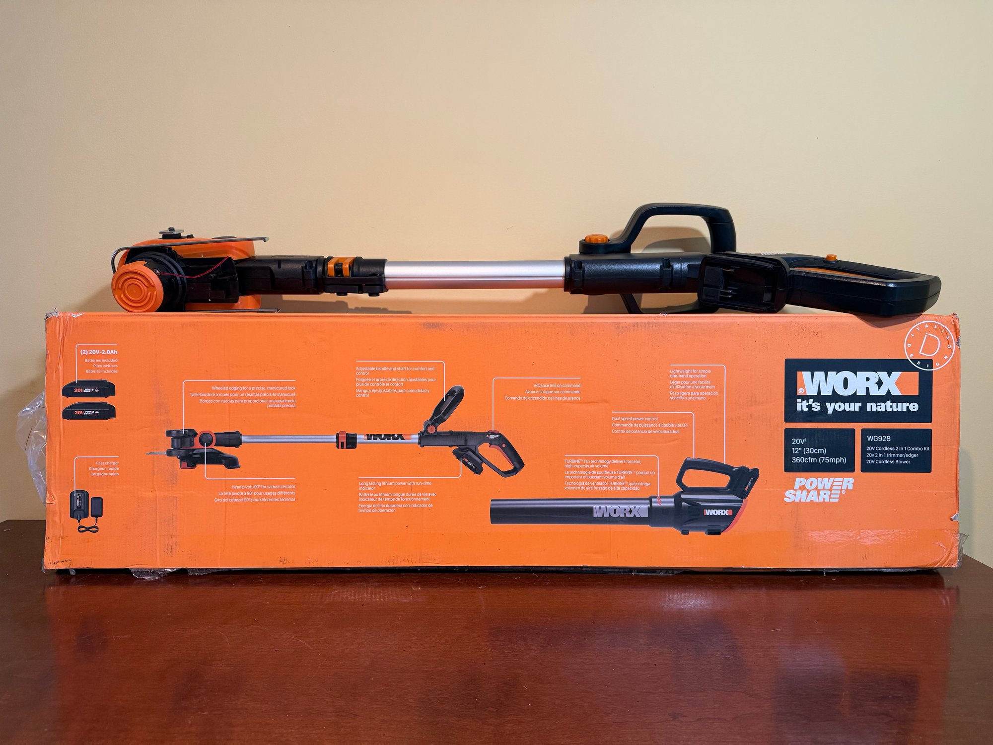 Worx 20V Power Share GT 3.0 Trimmer And Turbine Blower Combo Kit #23535 ...
