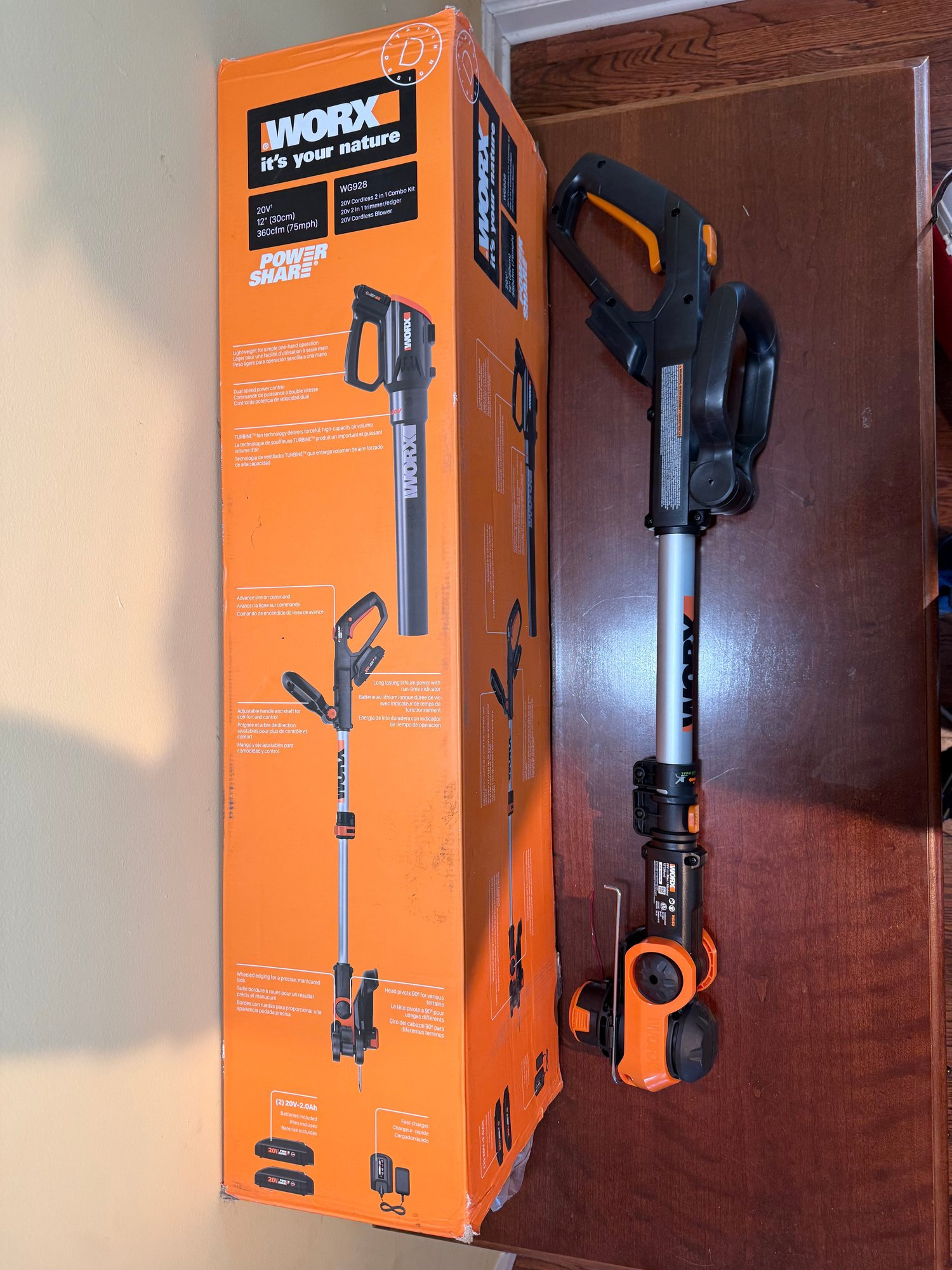 Worx 20V Power Share GT 3.0 Trimmer And Turbine Blower Combo Kit #23535 ...