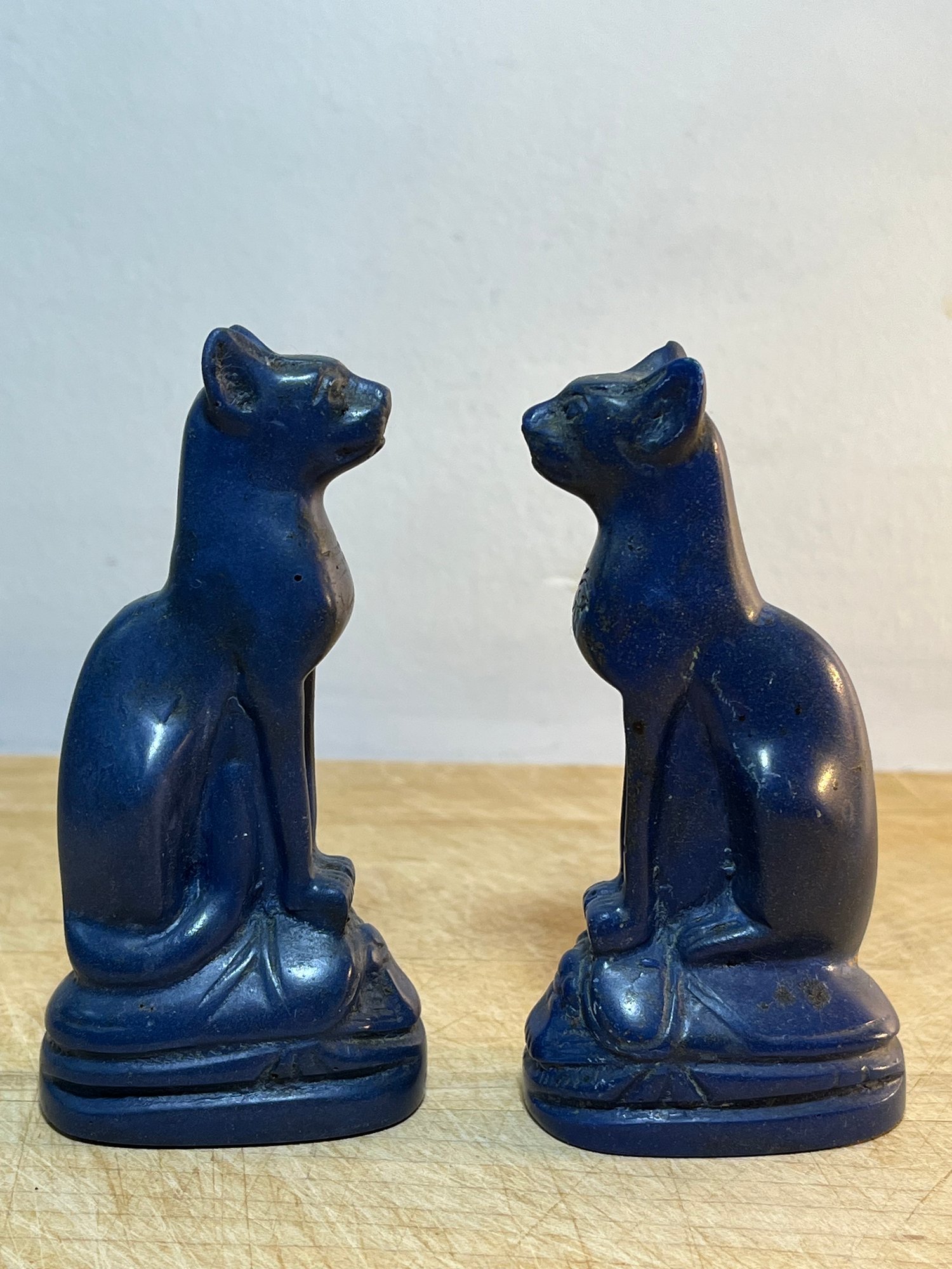 Pair Of Vintage Egyptian Cat Sphinx Statues #20623 | Auctionninja.com