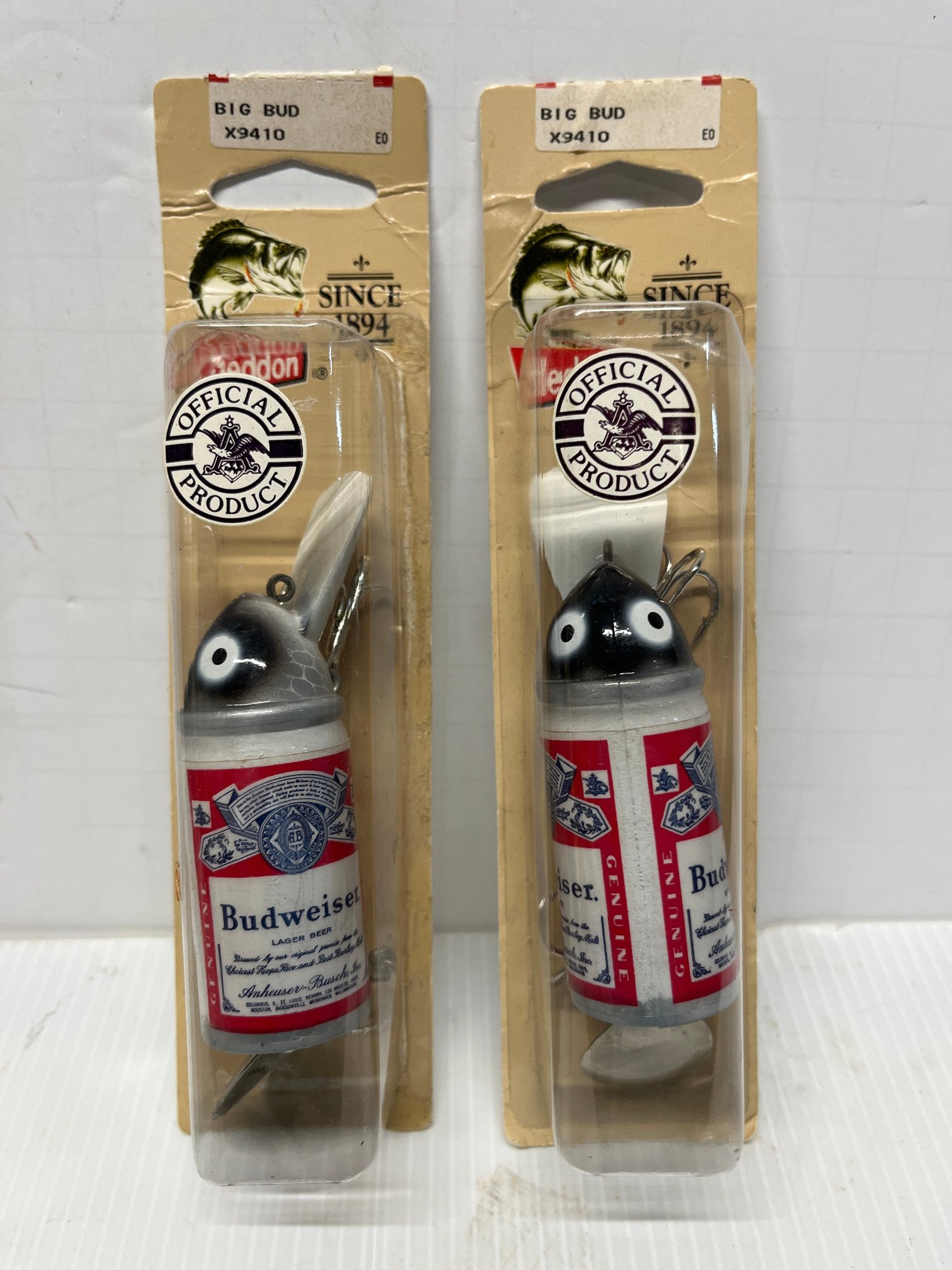 PAIR NOS Vintage Heddon "Big Bud" X9410 Budweiser Fishing Lure In Original Box #21300 ...