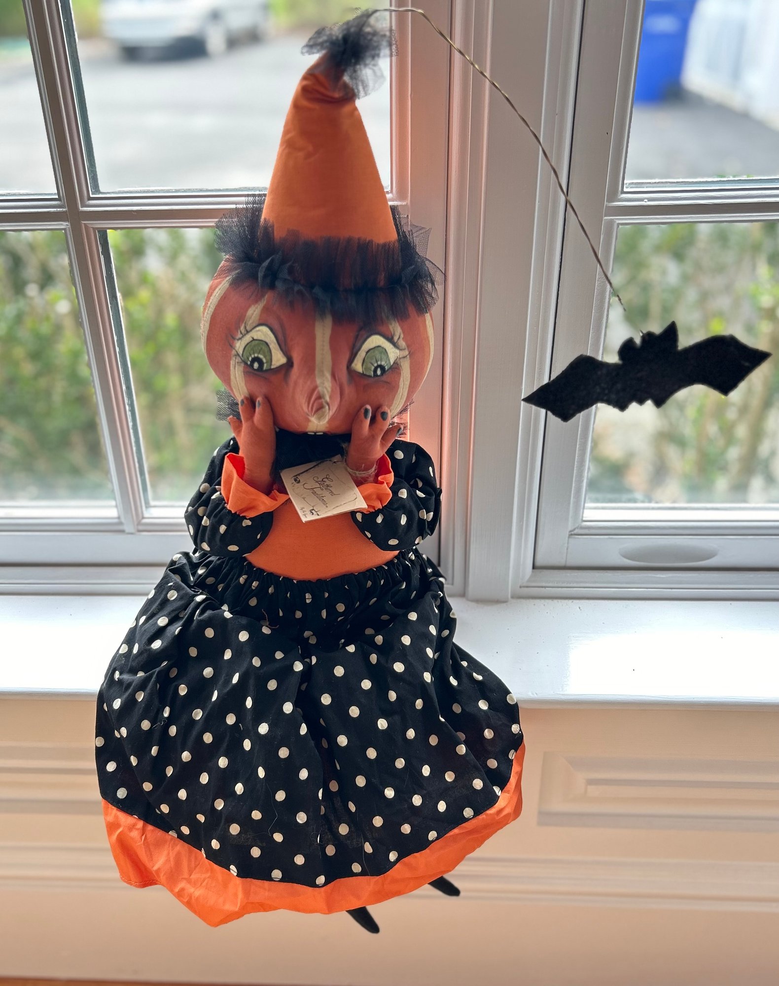 Joe Spencer Gathered Traditions Whimsical Sitting Pumpkinhead Girl Doll ...
