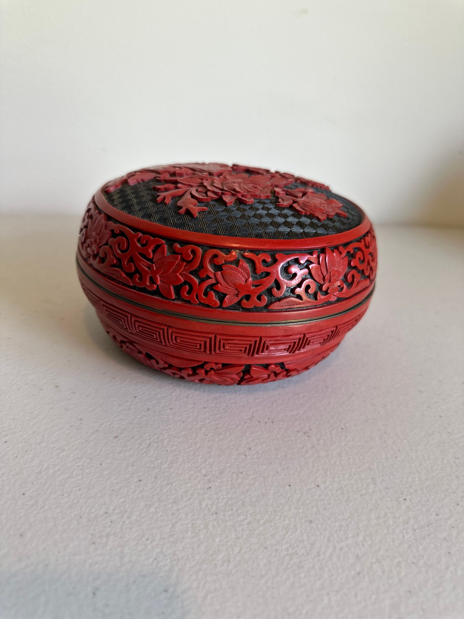 Antique Chinese Cinnabar Lacquer Round Box With Character For Spring ...