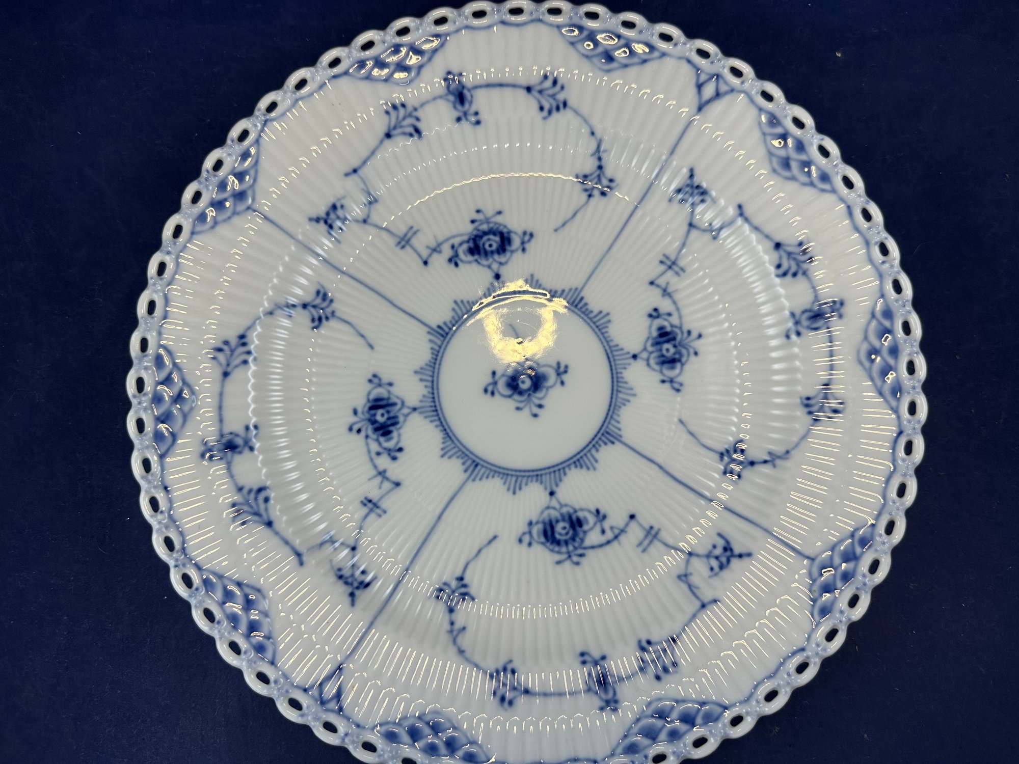 10" Dinner Plate, Royal Copenhagen Blue Fluted Full Lace, 1937, Denmark ...