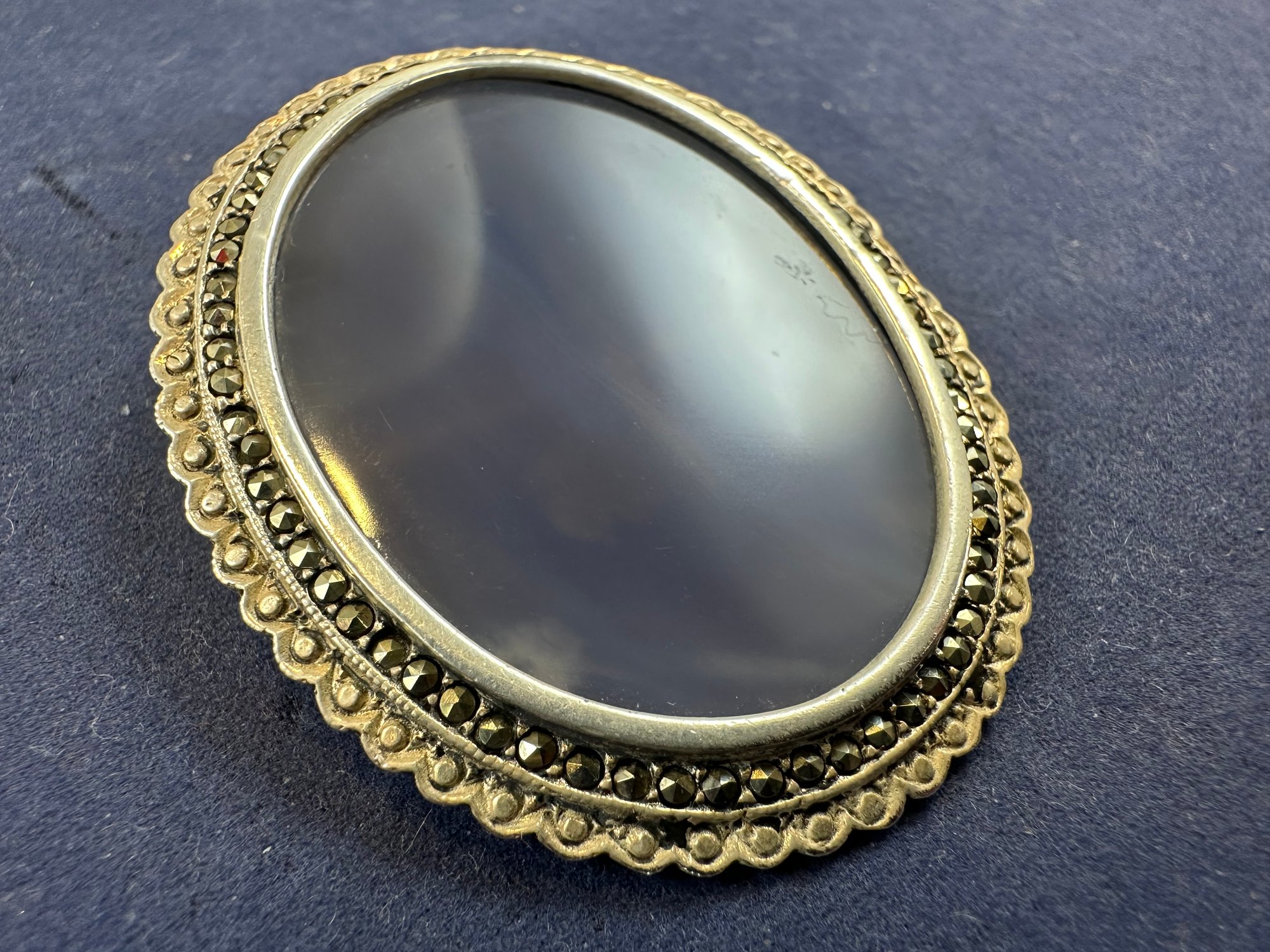 Sterling Silver Marcasite And Purple Stone Pin Brooch #18148 ...