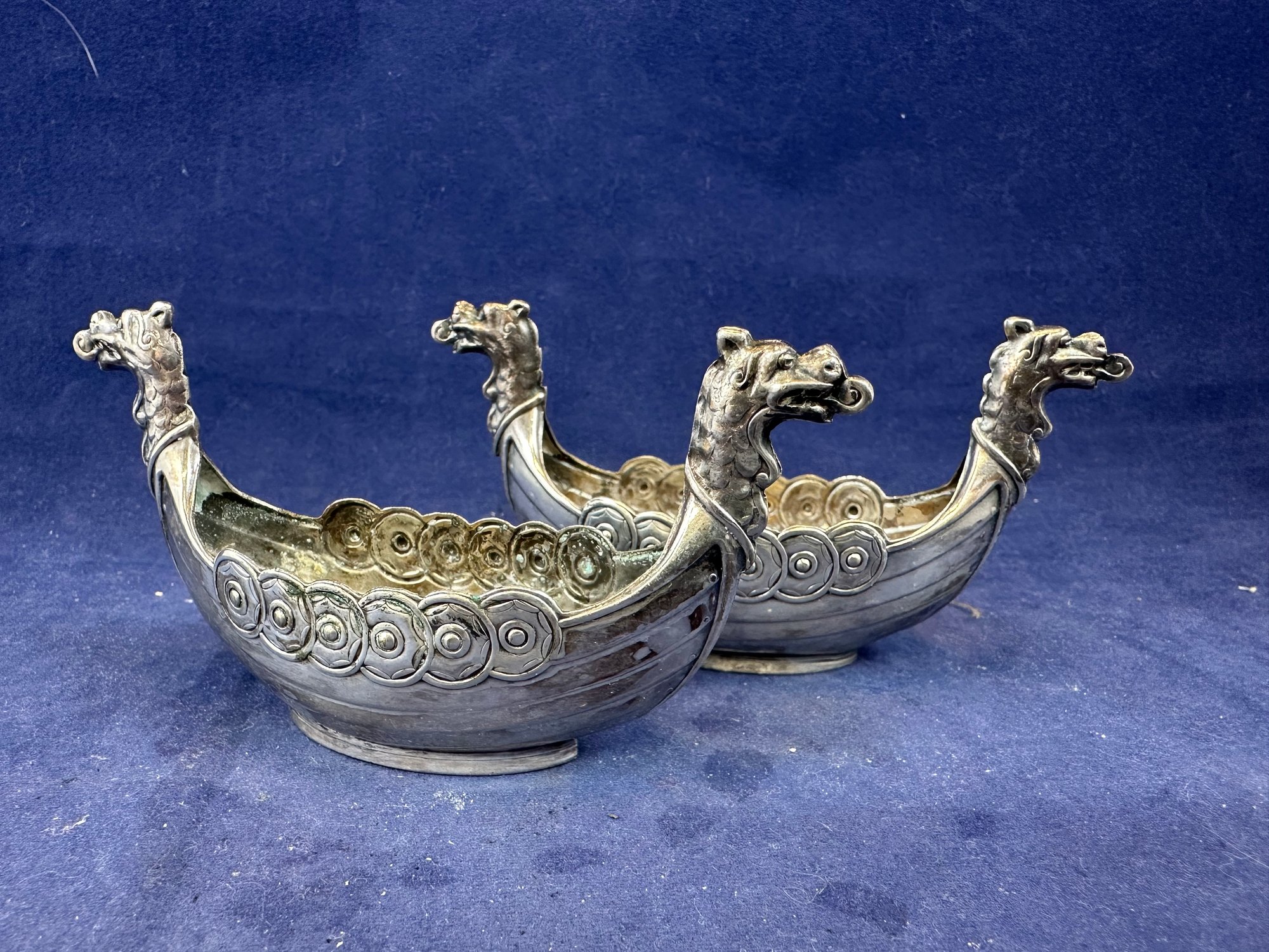 Silver Plated Viking Long Ship Salt Cellar #18202 | Auctionninja.com