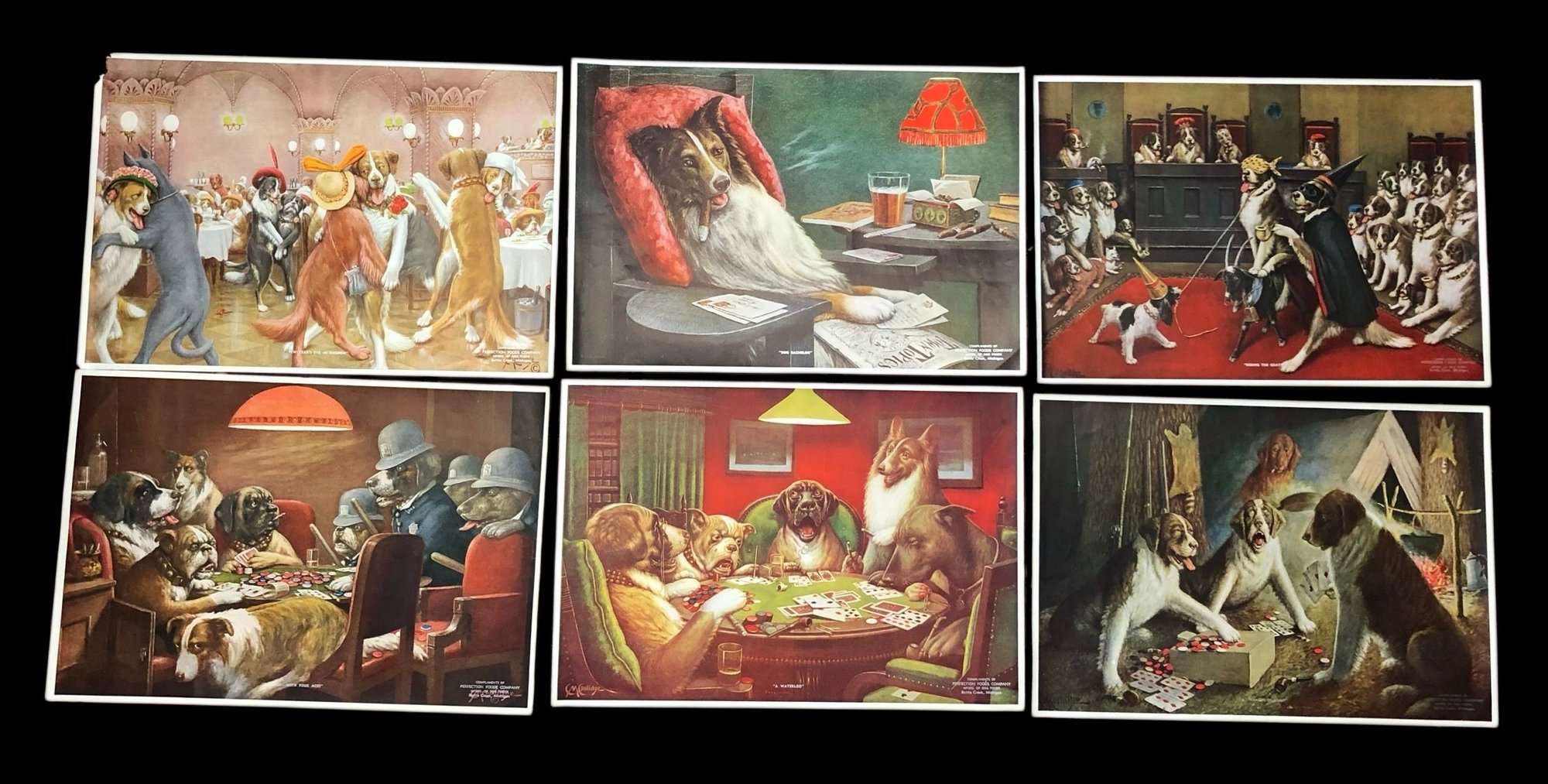 Collection Of 6 Reproduction Prints Of Cassius Coolidge's "Dogs Playing ...