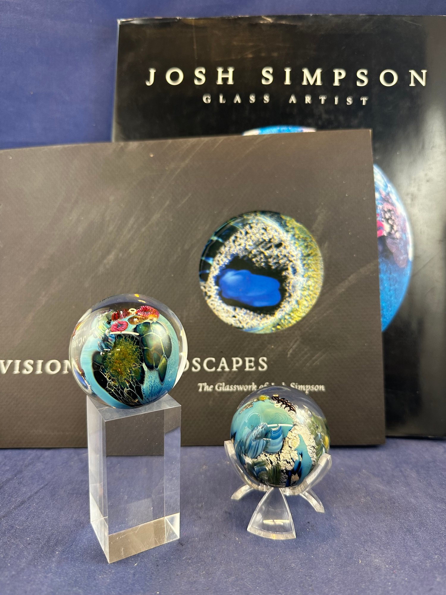 Josh Simpson Glass Artist Art Glass - Two Globes And Two Books #16946 ...