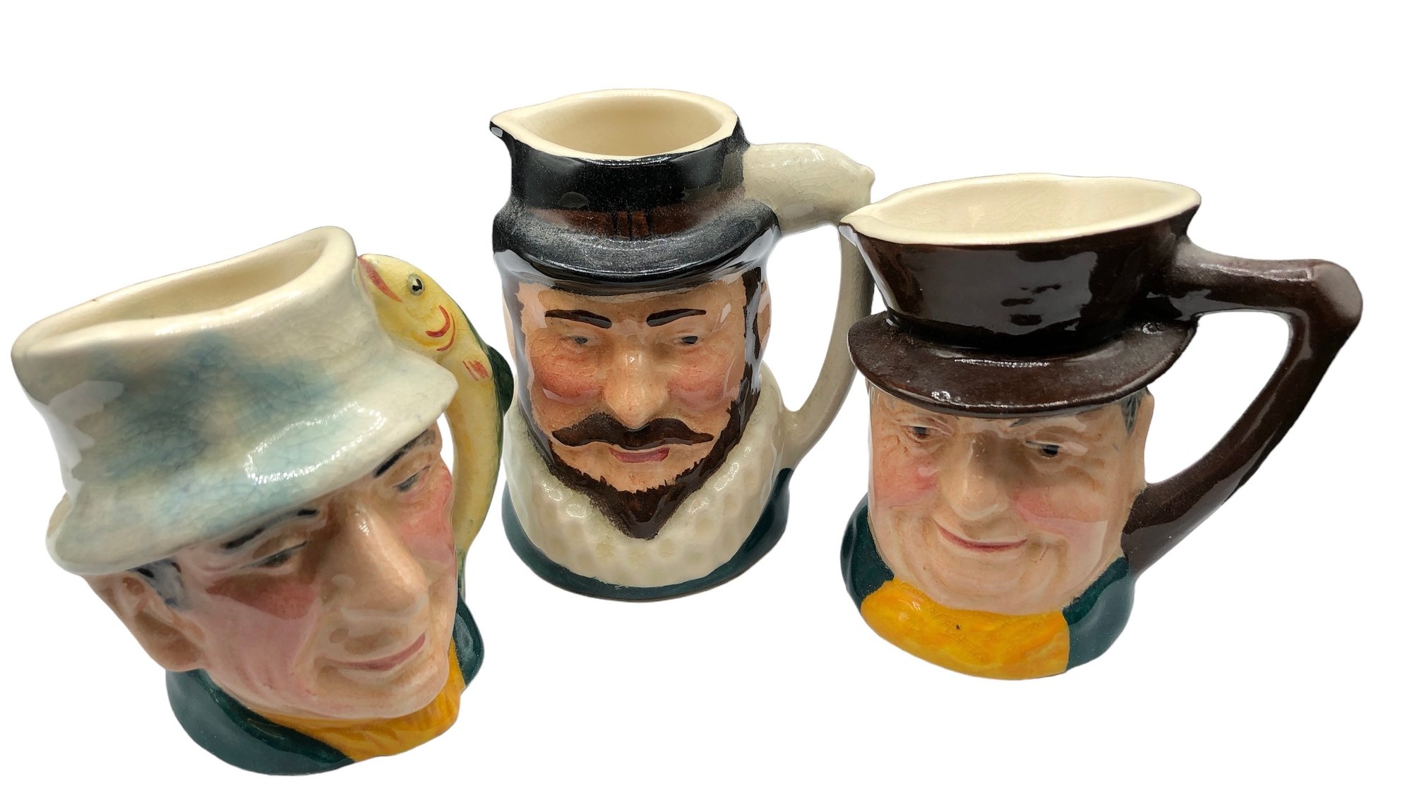 Set Of 3 Sandland Character Ware, Vintage Mini Toby Mugs, Handpainted ...