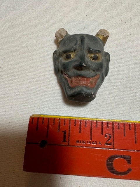 Antique Japanese Hannya Noh Mask - Clay With Horns Broke Off - May Have ...