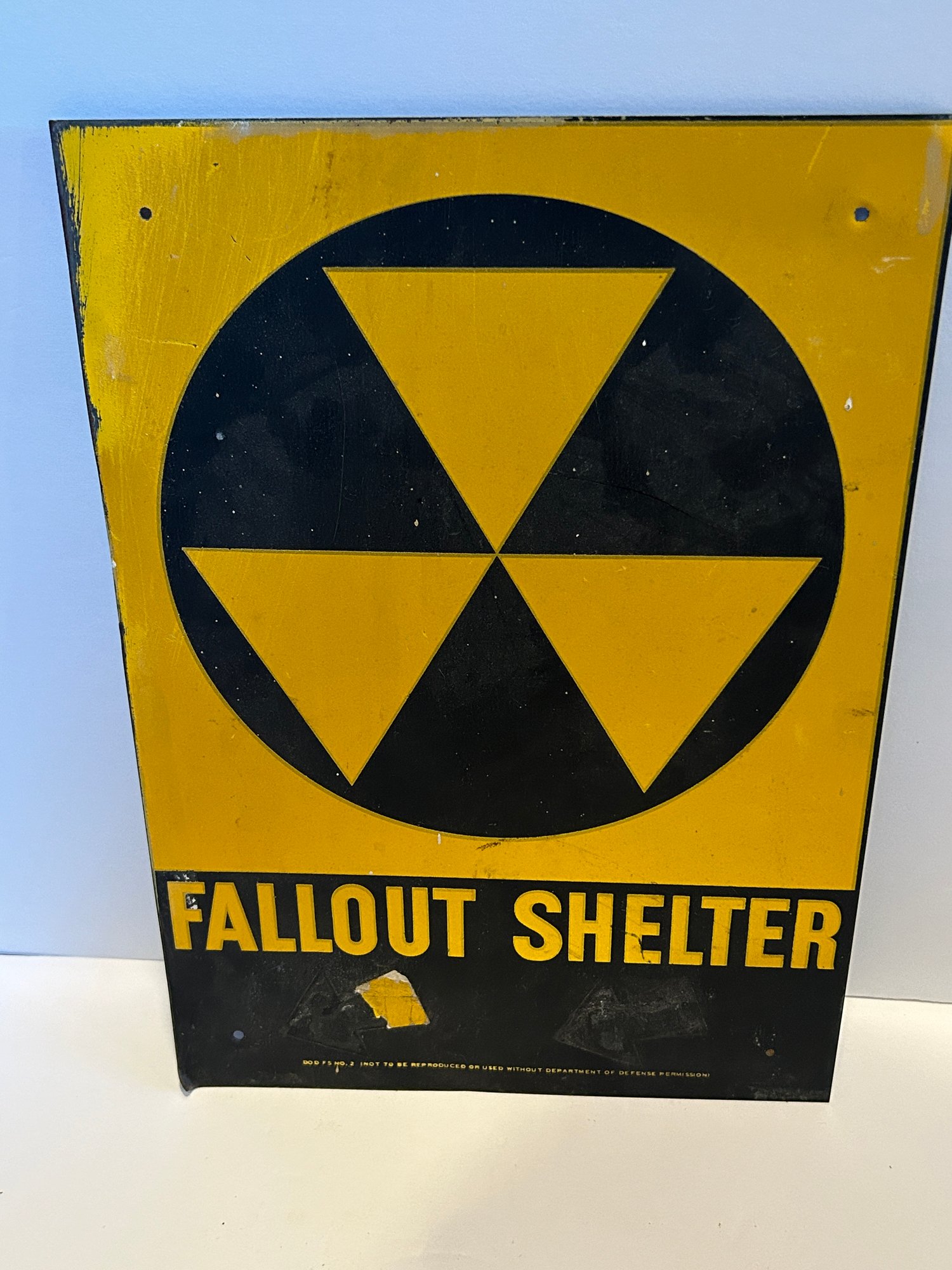 Original 1950s Cold War Metal Fallout Shelter Sign #4388 | Auctionninja.com
