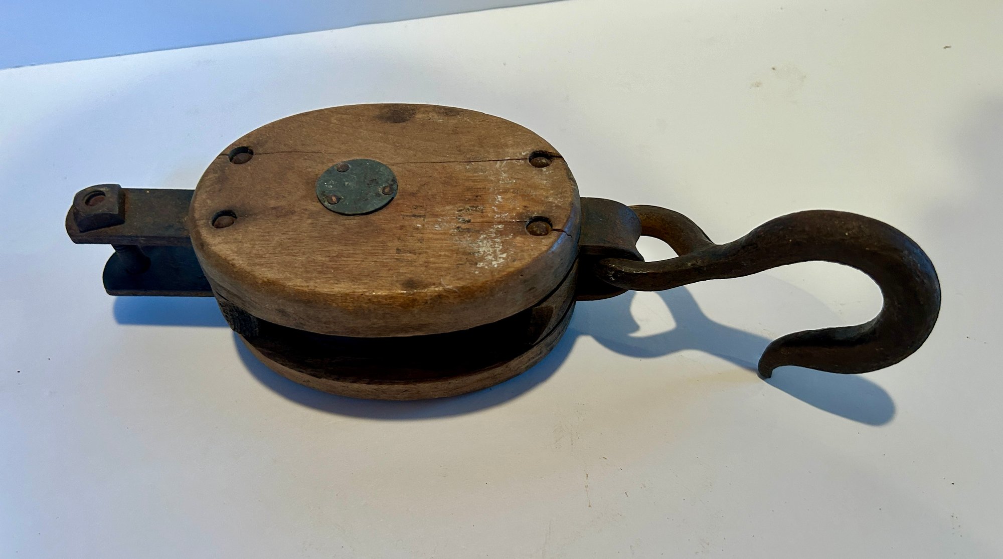 Antique Tall Ship Sail Rigging Block & Tackle Pulley Nautical Decor ...