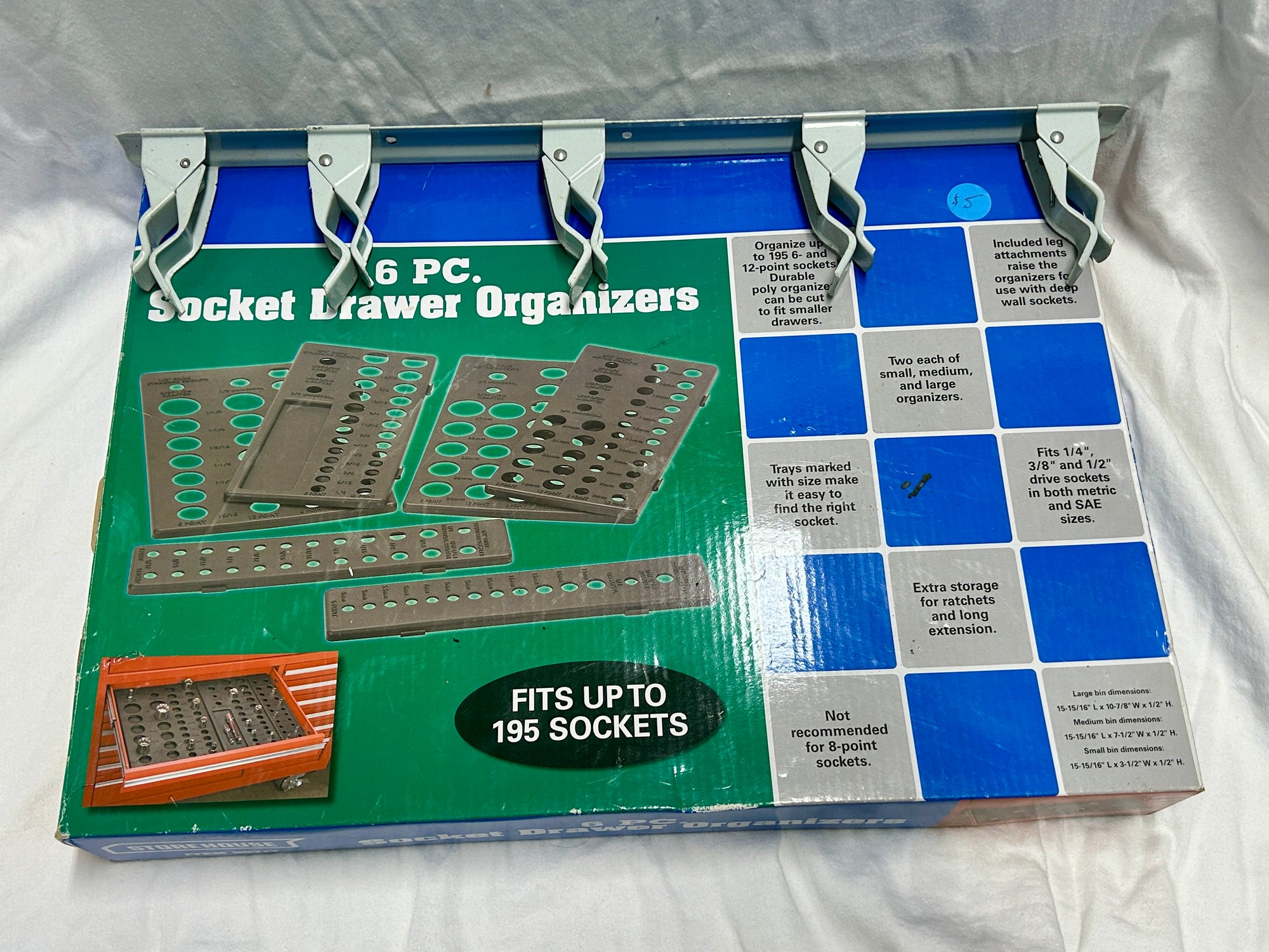 Storehouse Socket Drawer Organizers 6 Pieces Fits Up To 195 Sockets ...