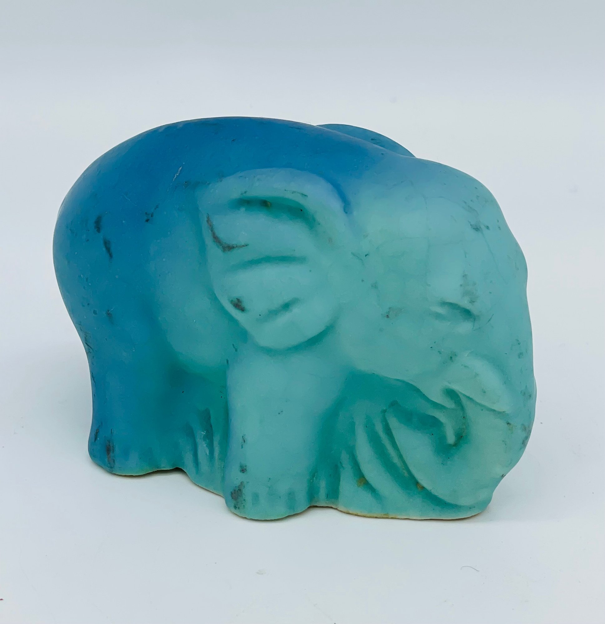 Van Briggle Colorado Springs Art Pottery Blue Elephant Paperweight ...