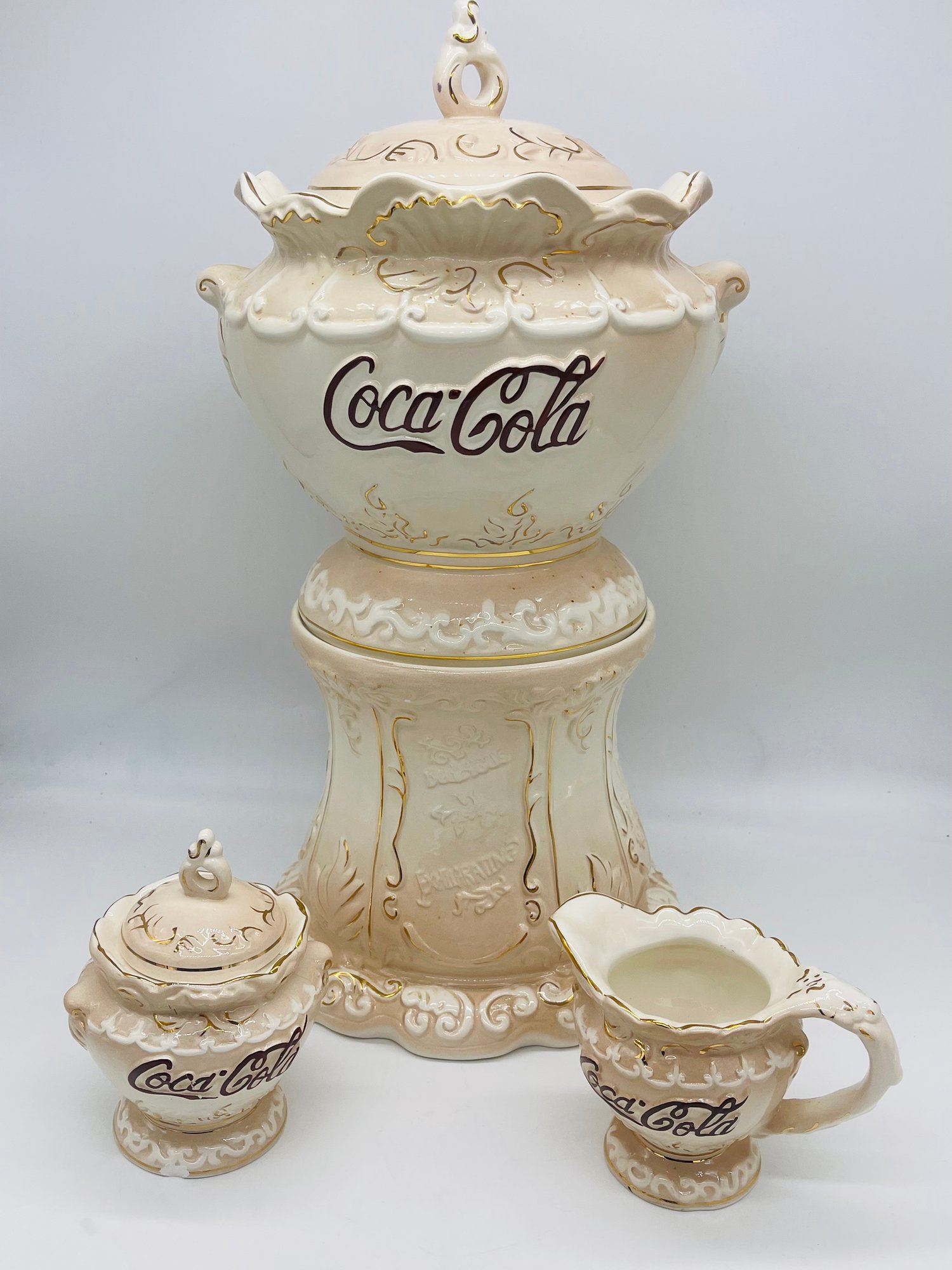 Coca Cola Soda Fountain Syrup Display Dispenser Cream & Sugar Set #1734 ...