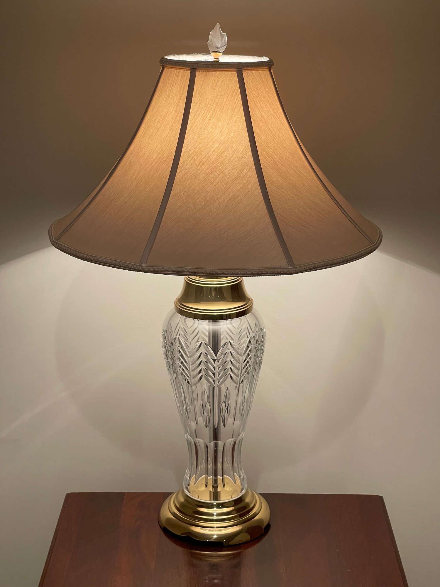 Waterford Lead Crystal Table Lamp With Original Finial & Shade #1766 ...