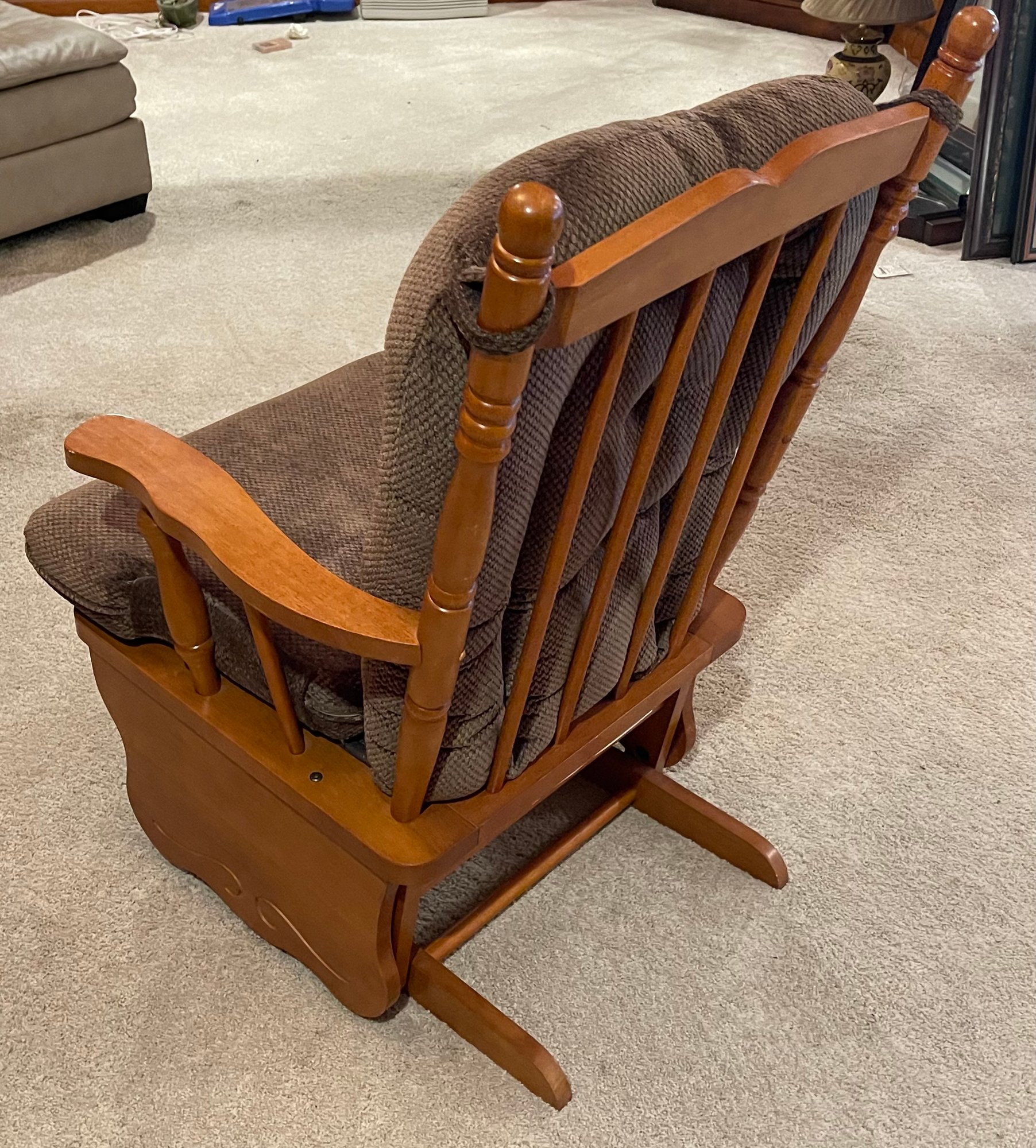 Oak Glider Rocker With Cushion Brown #1823 | Auctionninja.com